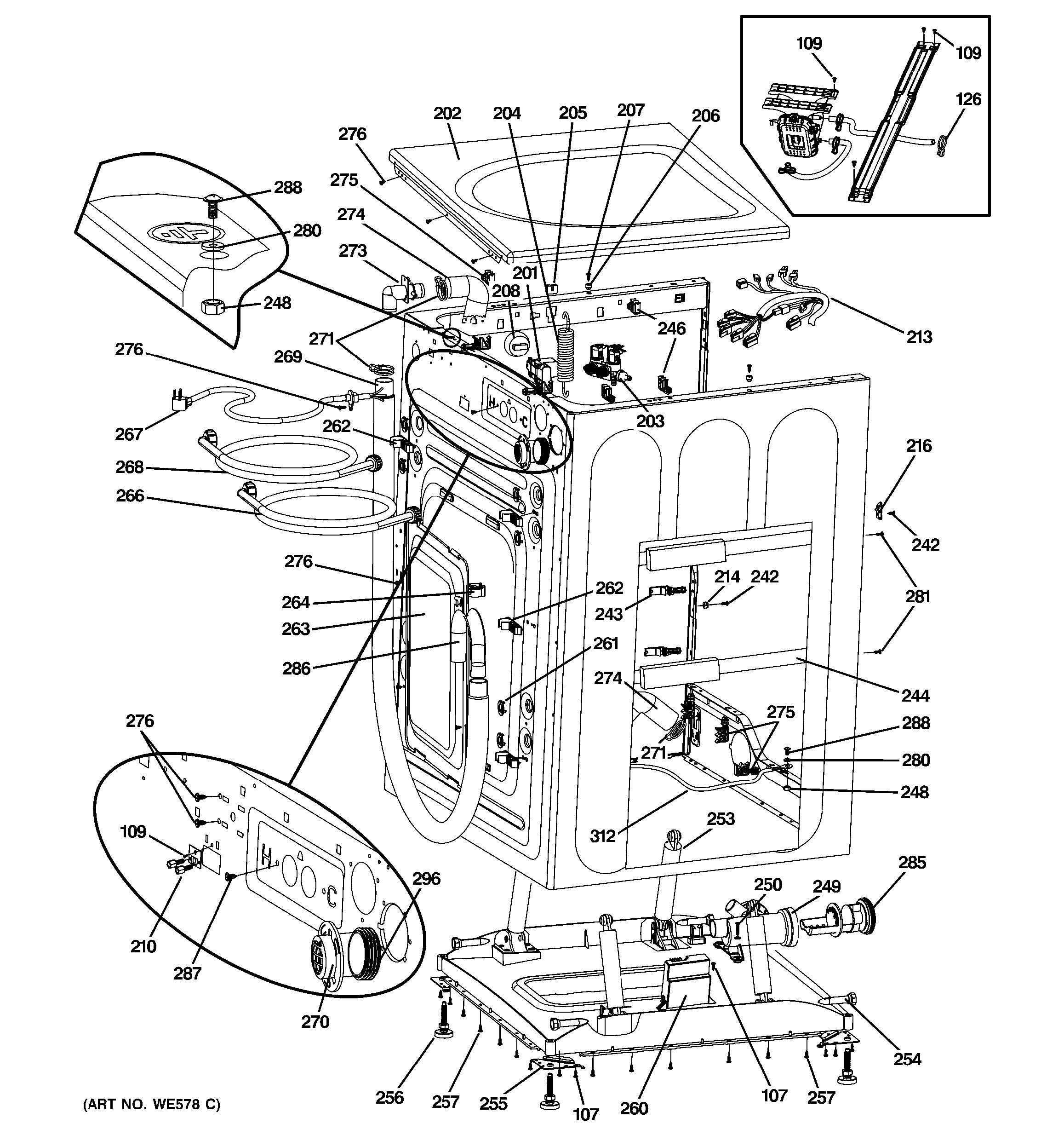 Assembly View for CABINET & TOP PANEL | GFWH2400L0WW