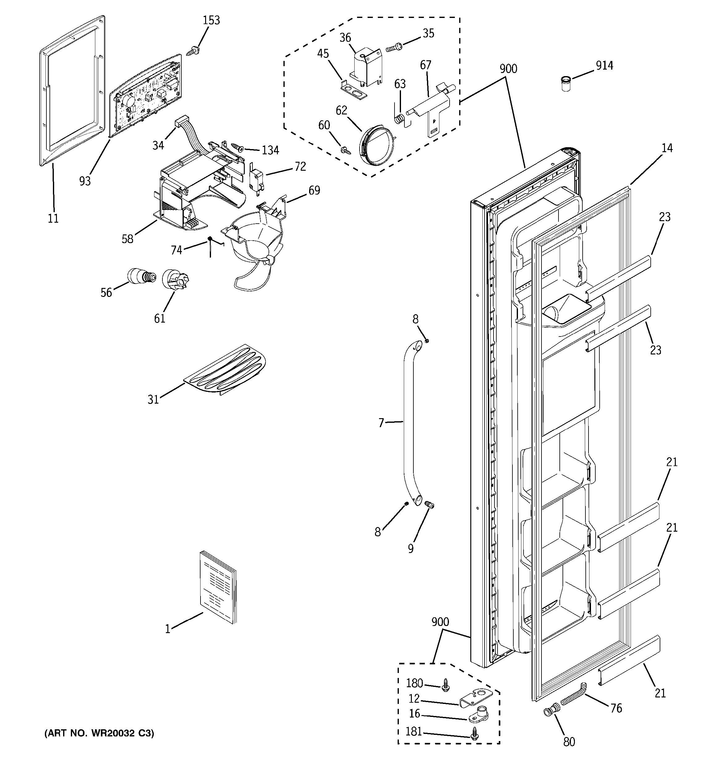 Assembly View for FREEZER DOOR | GSH25JSTCSS