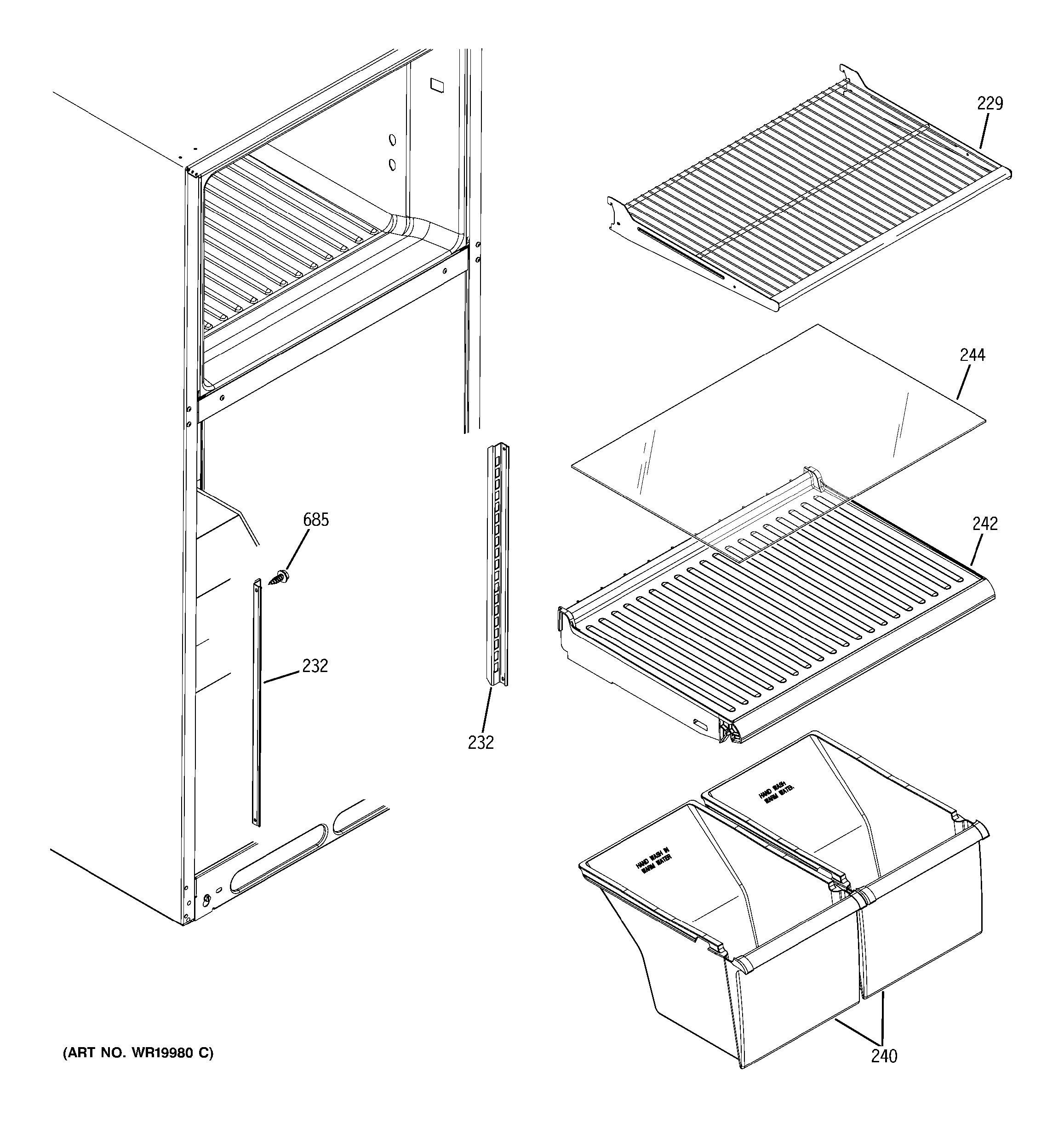 Assembly View for FRESH FOOD SHELVES | HTS18BCPWRWW