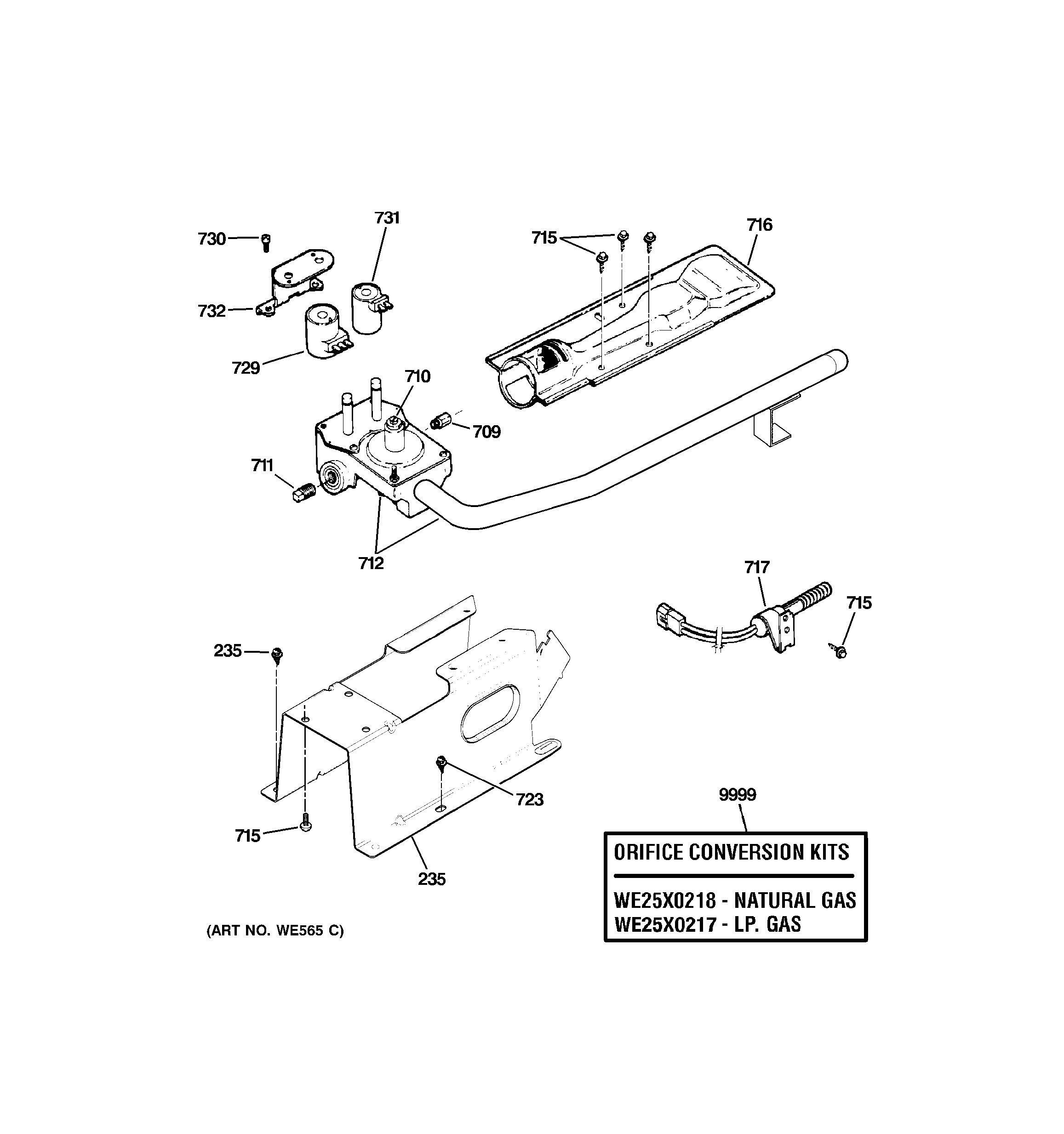Assembly View for GAS VALVE & BURNER ASSEMBLY | GTDP400GM1WS