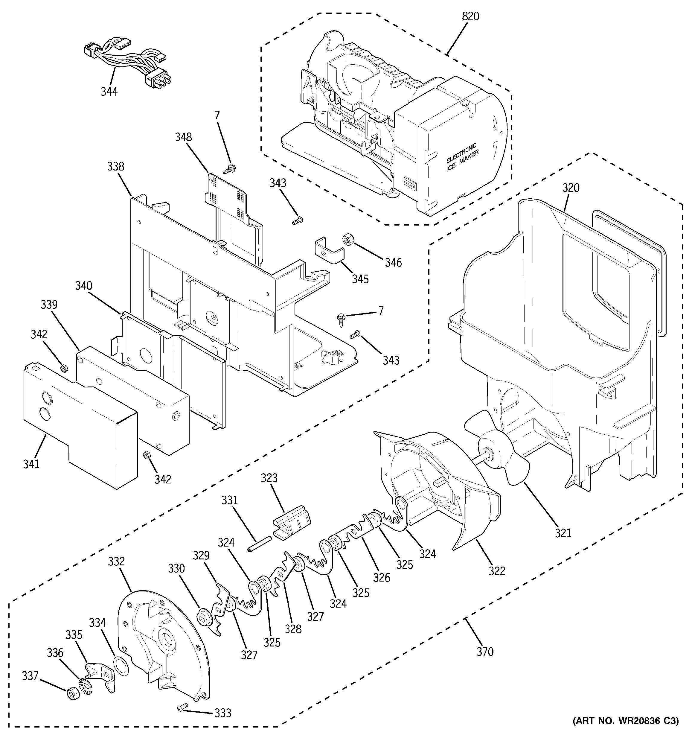 Assembly View for ICE MAKER & DISPENSER | PFCS1RKZASS