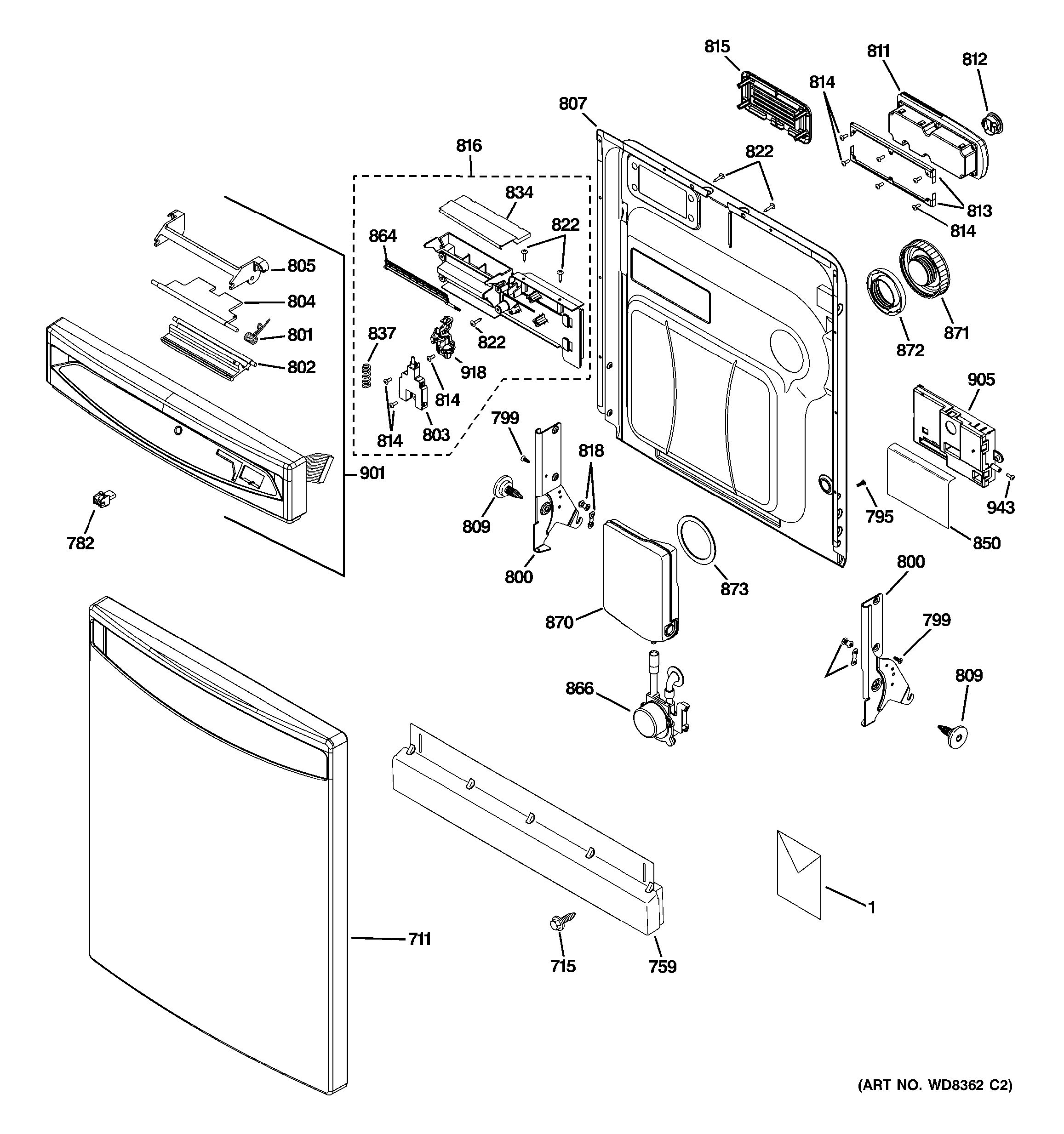 Assembly View for ESCUTCHEON & DOOR ASSEMBLY | PDWF680R10SS