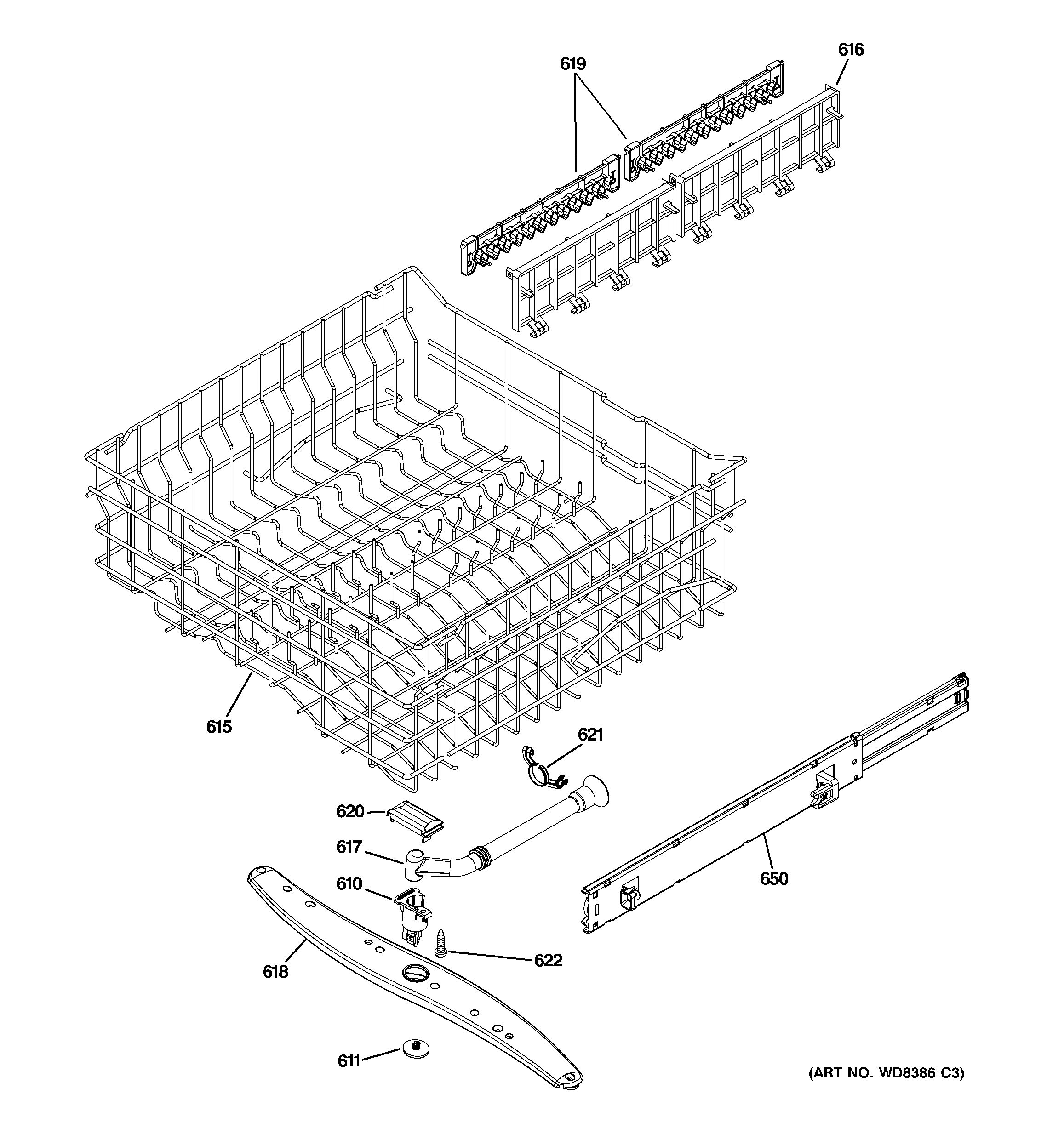 Assembly View for UPPER RACK ASSEMBLY | GDWF100V55BB