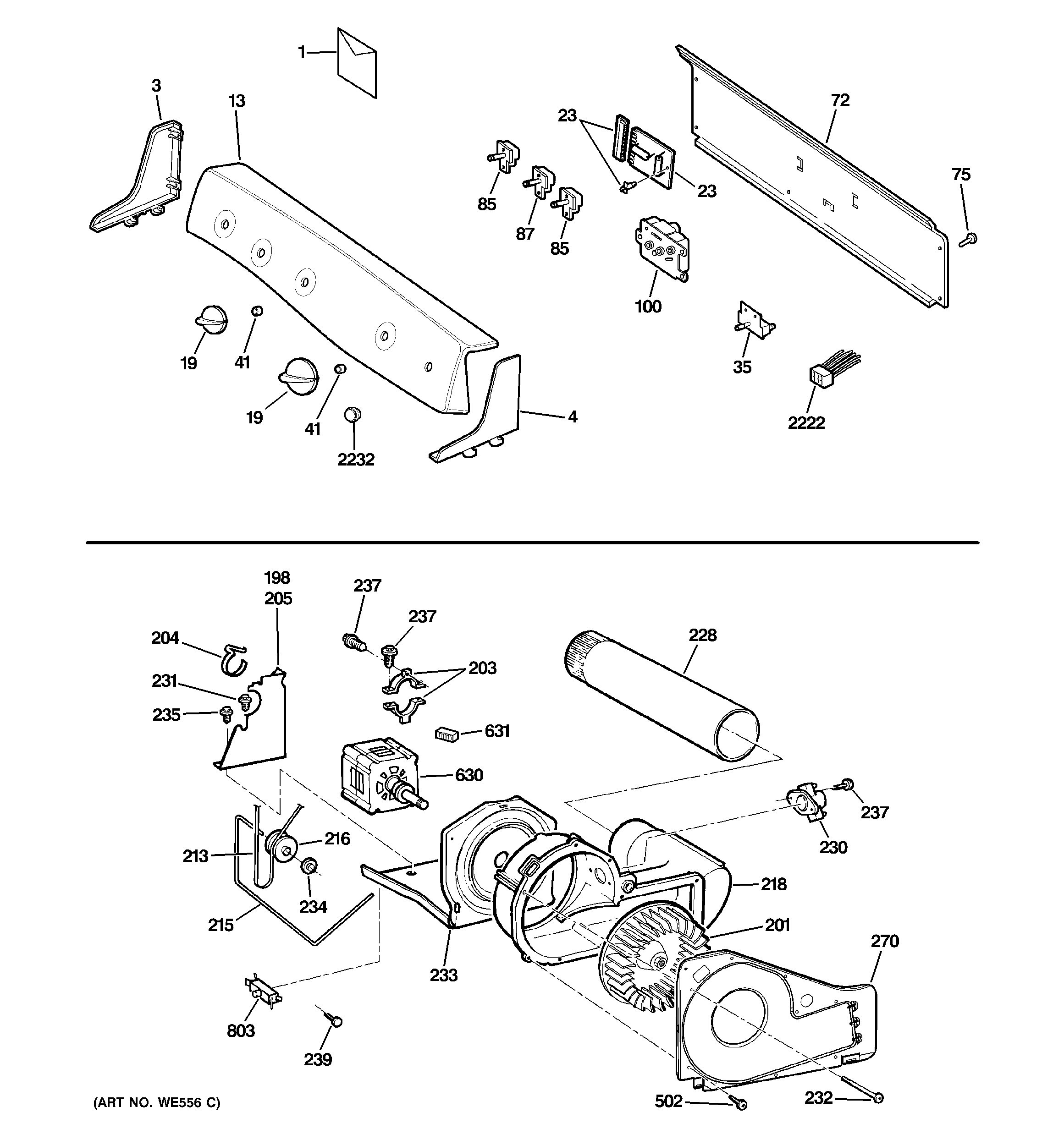 Assembly View for BACKSPLASH, BLOWER & MOTOR ASSEMBLY | DPSR610GG9WT