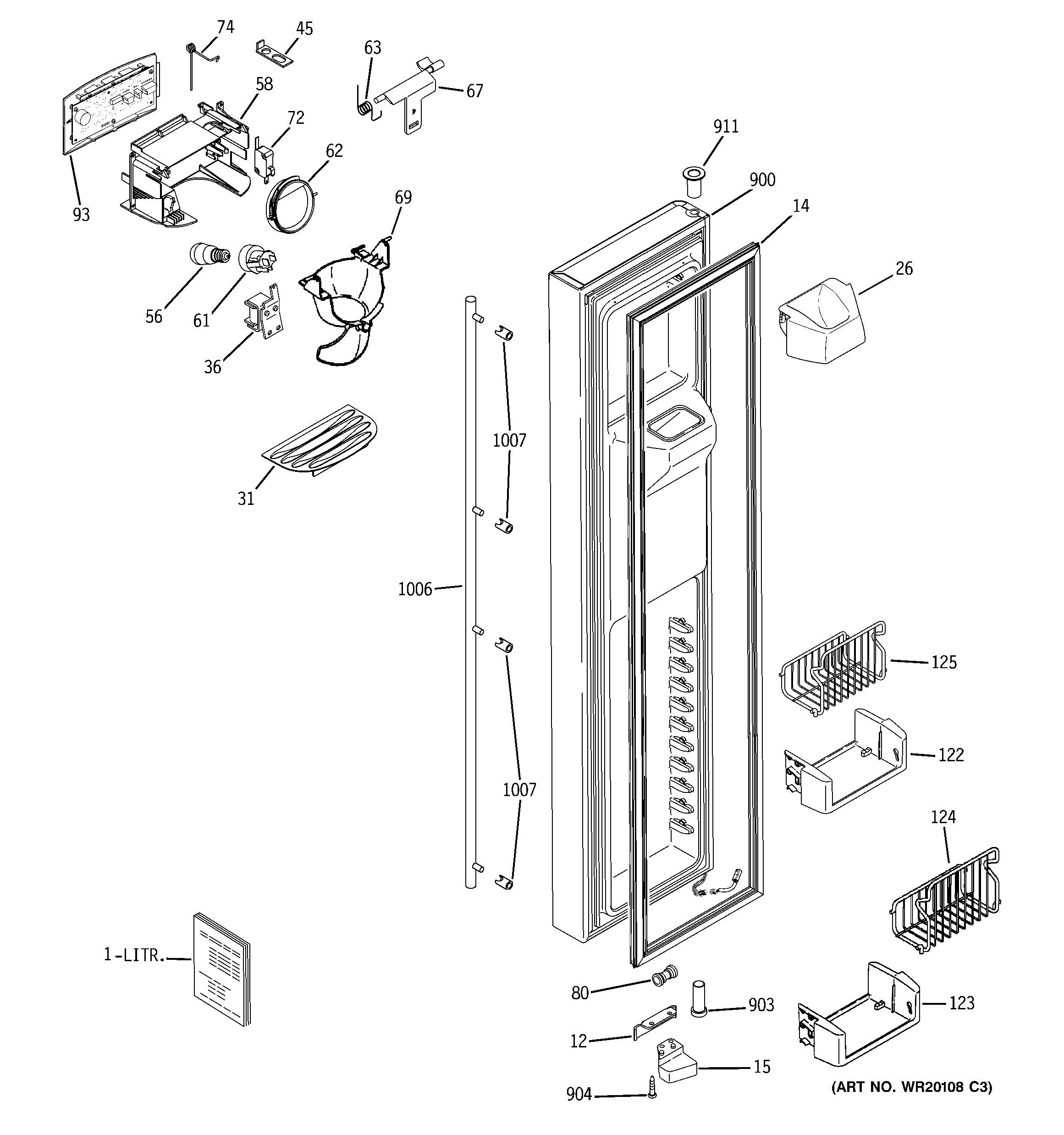 Assembly View for FREEZER DOOR | ZFSB25DTGSS