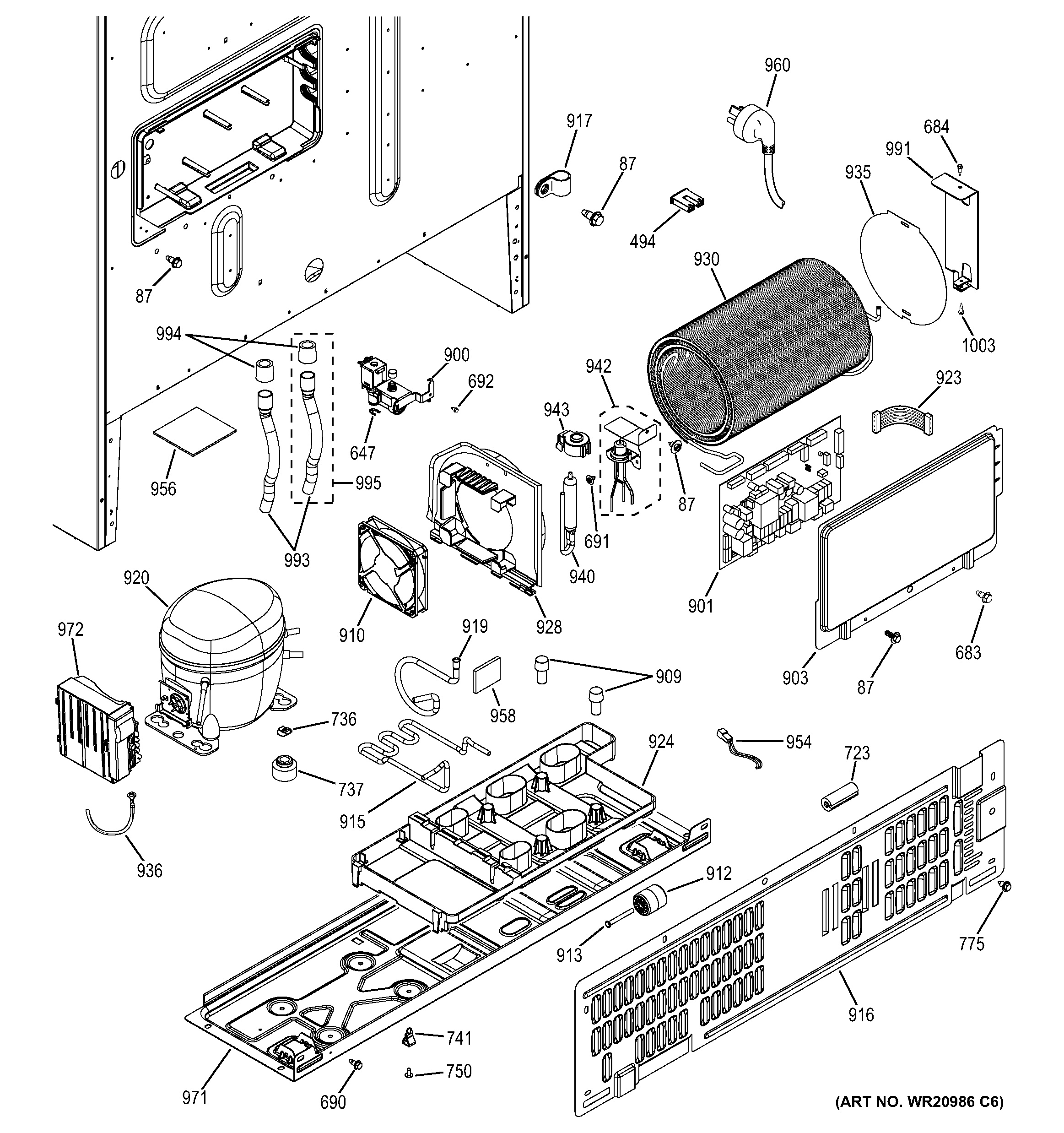 Assembly View for MACHINE COMPARTMENT | PYE23PSDASS