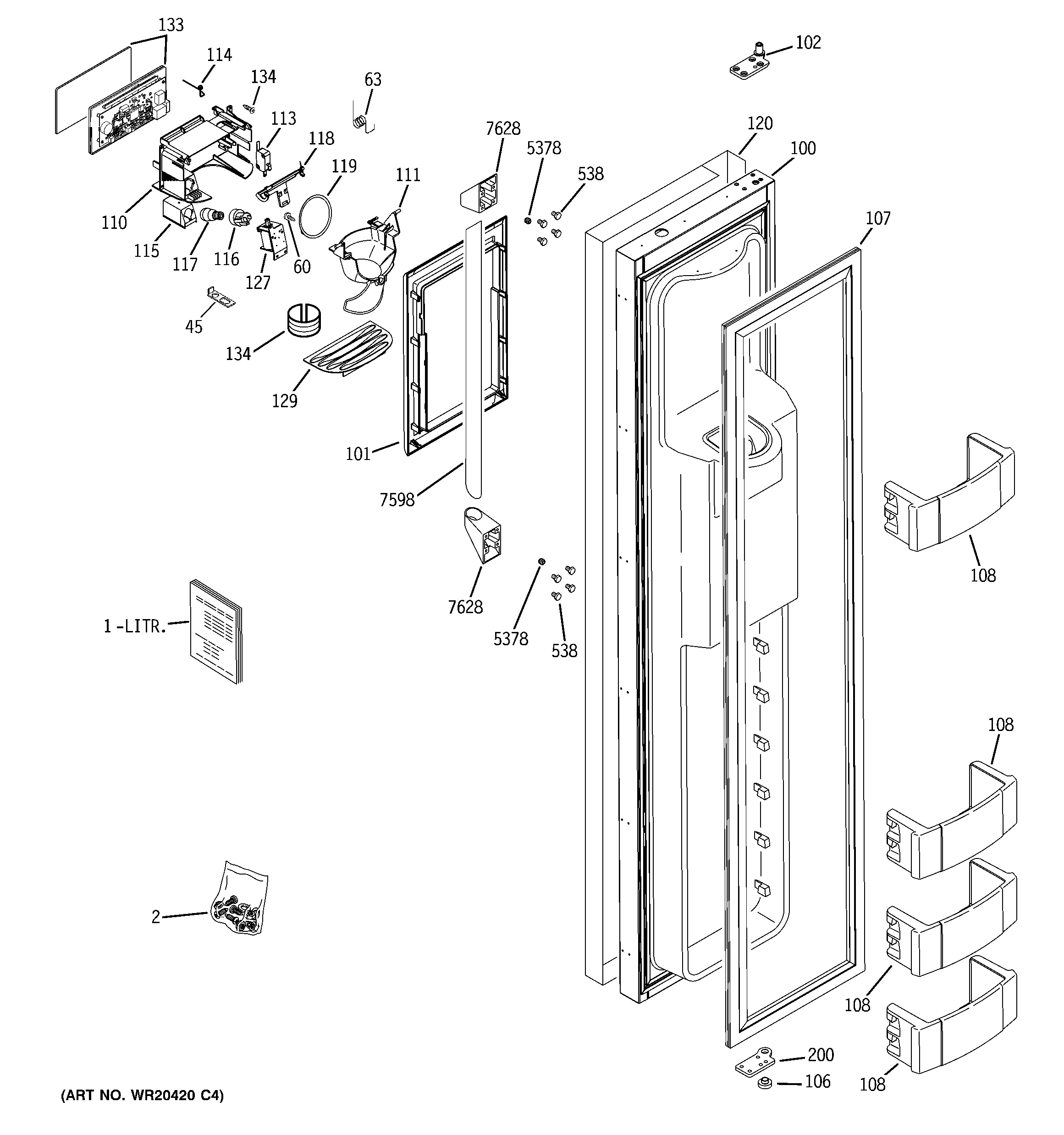 Assembly View for FREEZER DOOR | ZISP420DTBSS
