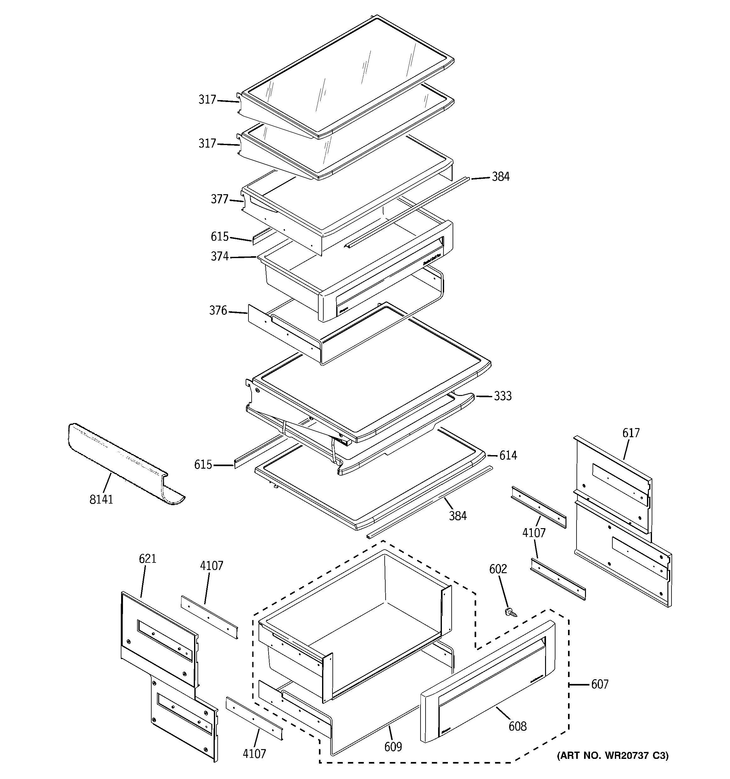 Assembly View for FRESH FOOD SHELVES | ZISS420DXASS