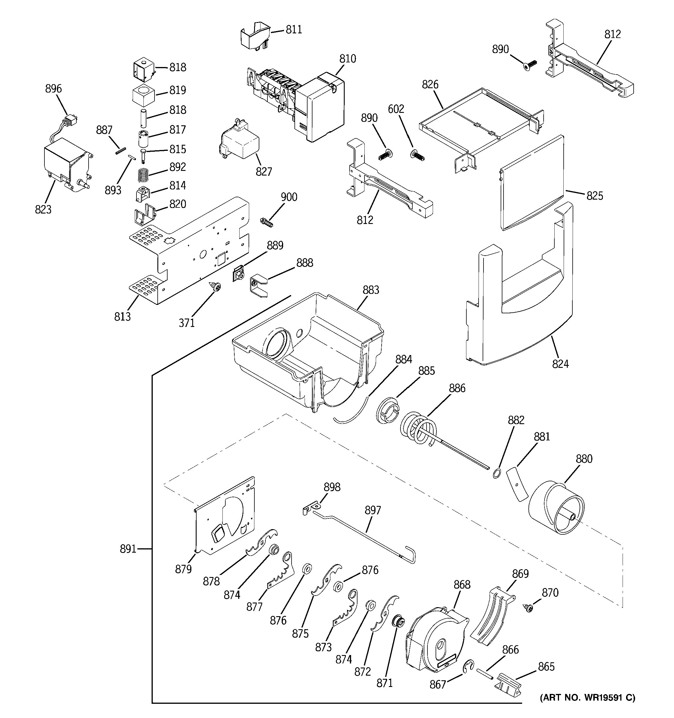 Assembly View for ICE MAKER & DISPENSER | ZISS360DRJSS
