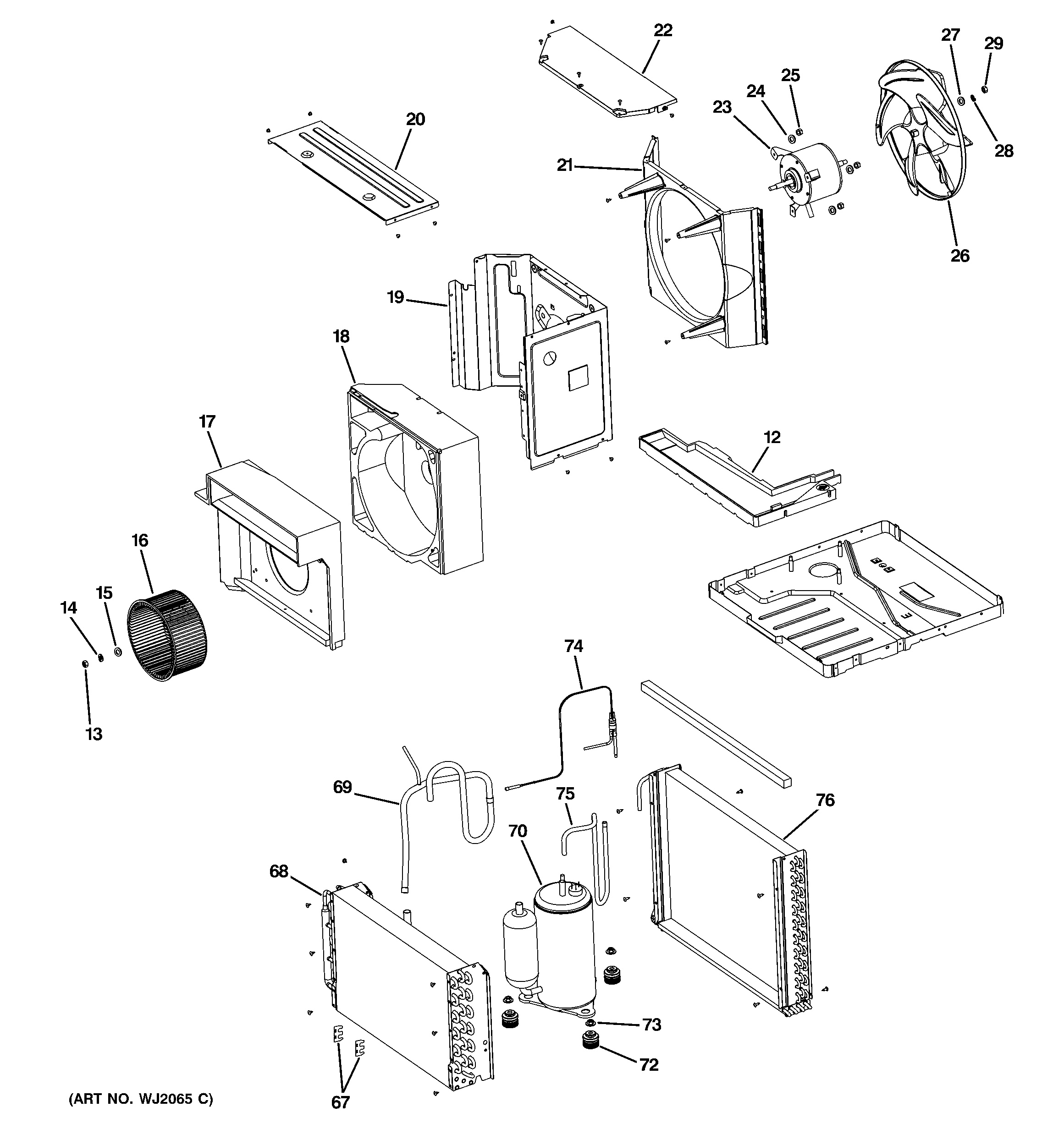 Assembly View for BASE PAN & UNIT PARTS | AEH18DSQ1