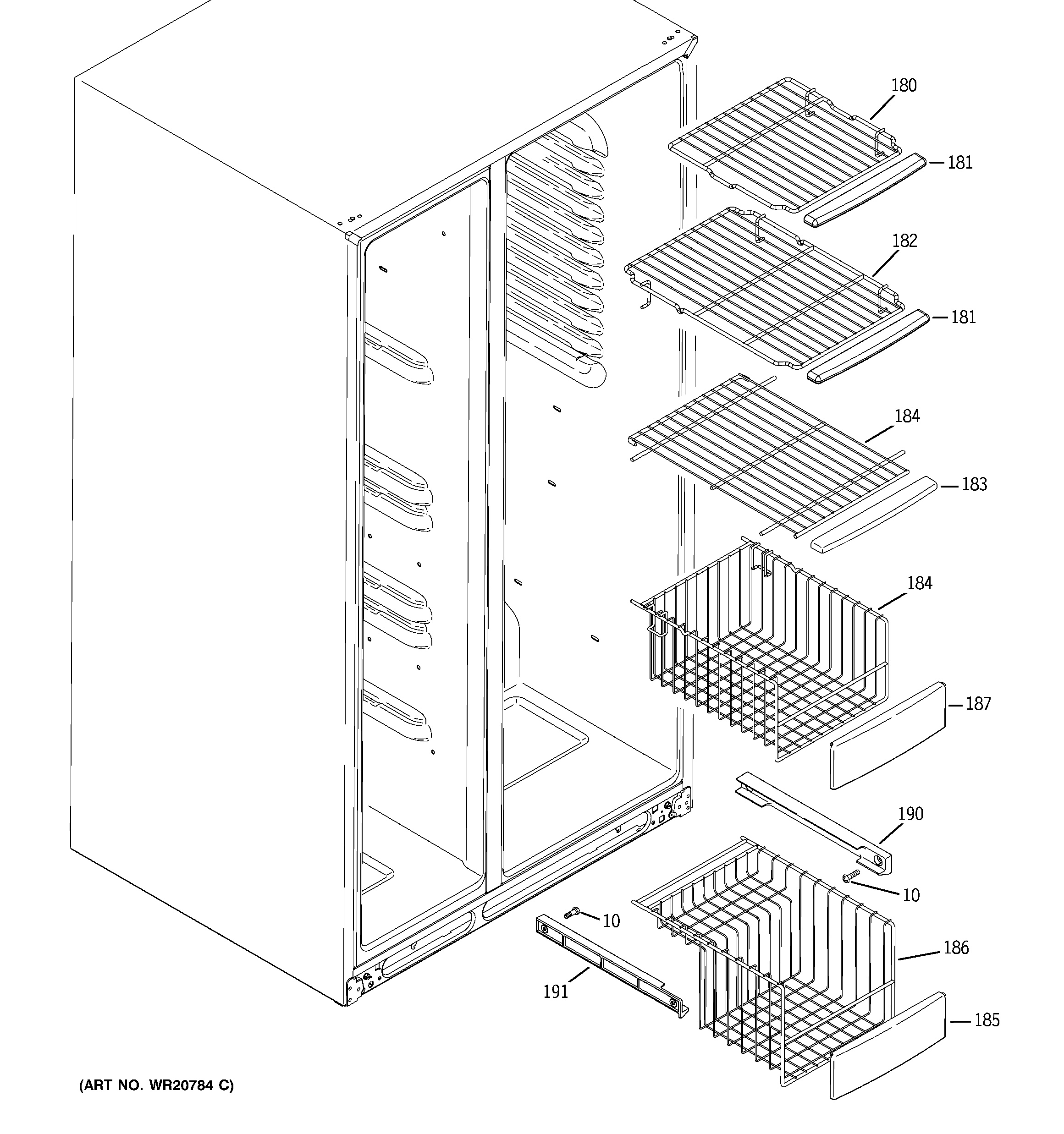 Assembly View for FREEZER SHELVES | PSE26KSEFESS