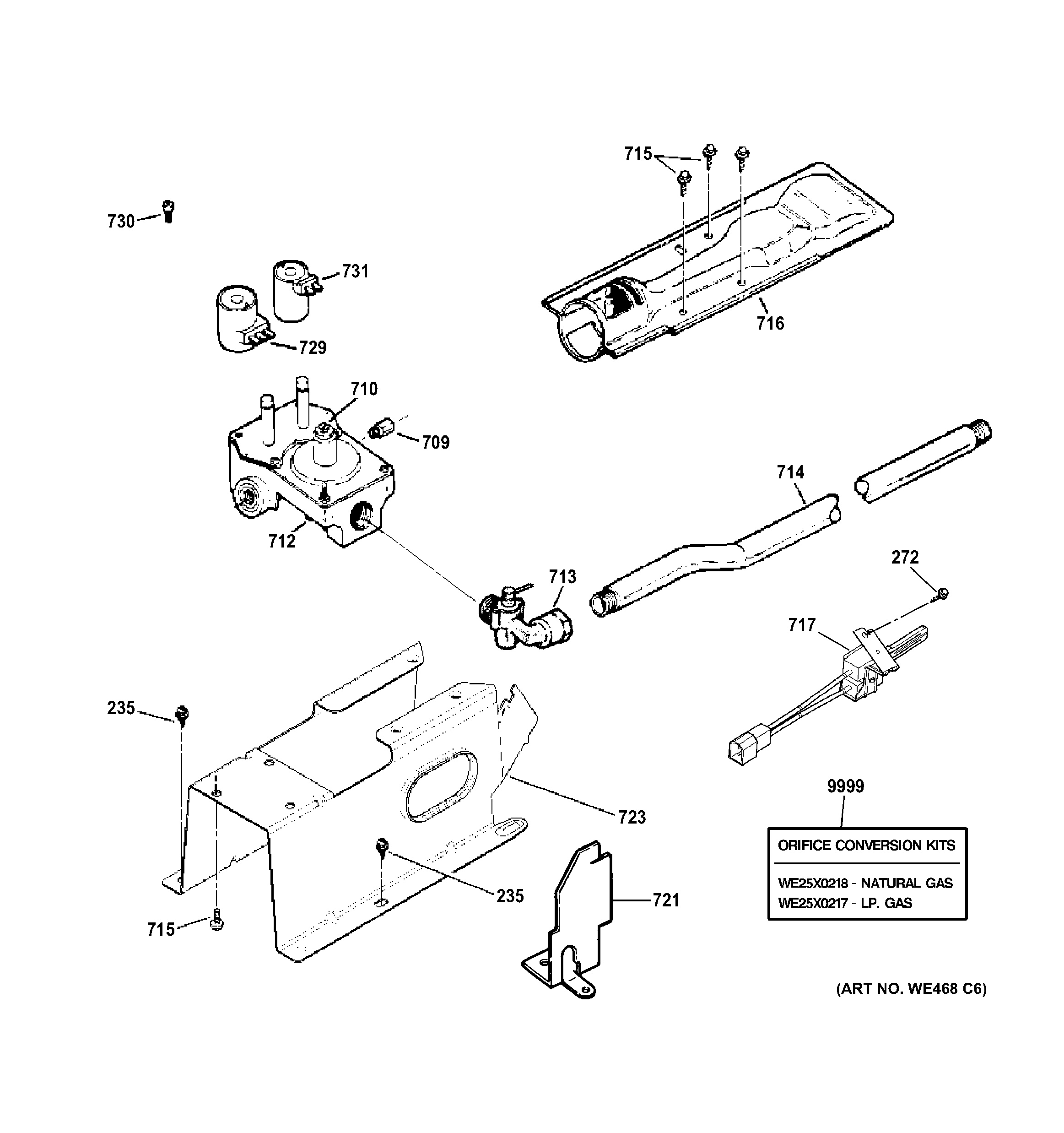 Assembly View for GAS VALVE & BURNER ASSEMBLY | DCCB330GJ0WC