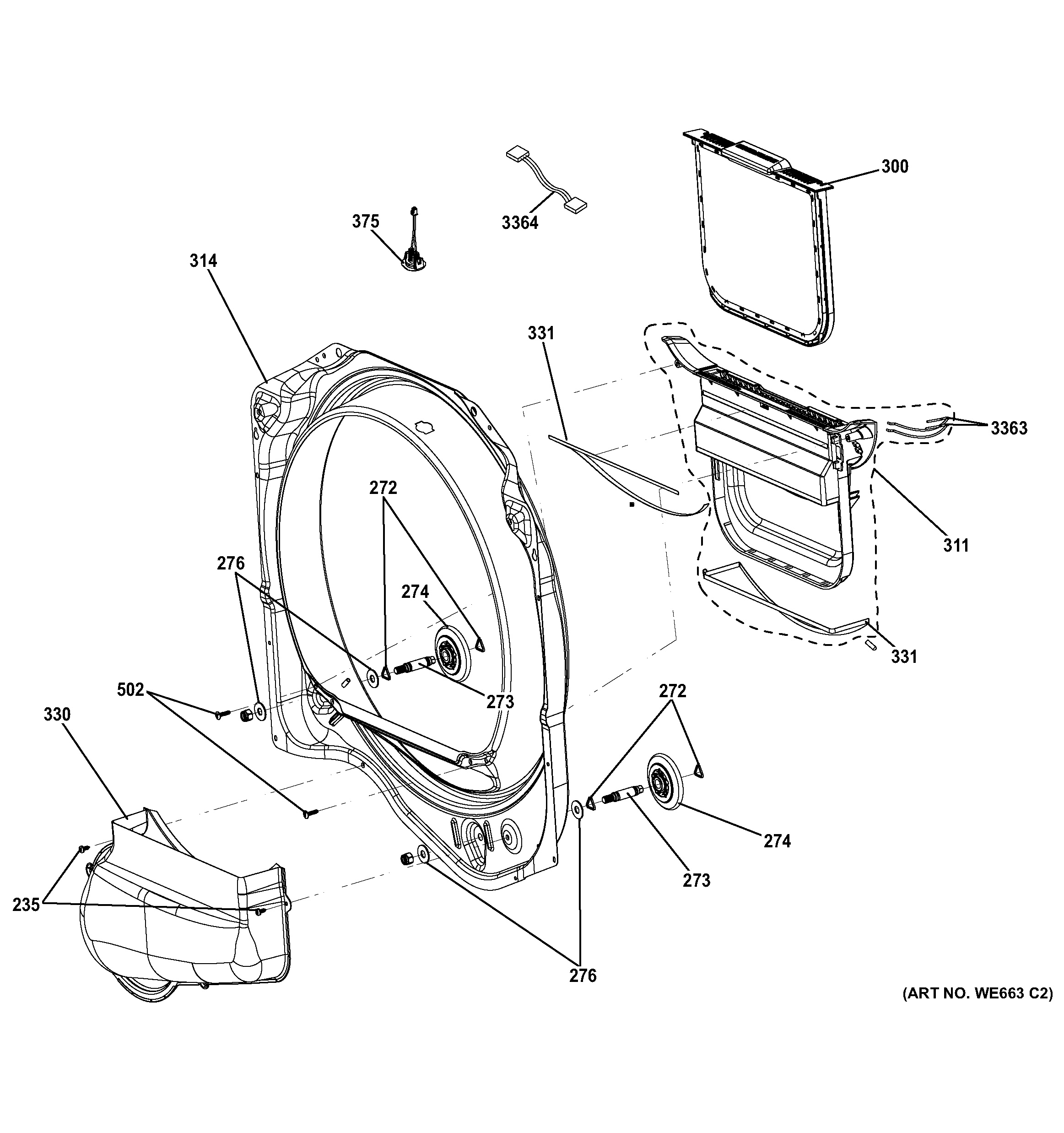 Assembly View for FRONT ROLLER SUPPORT | GTDP740GD0WW