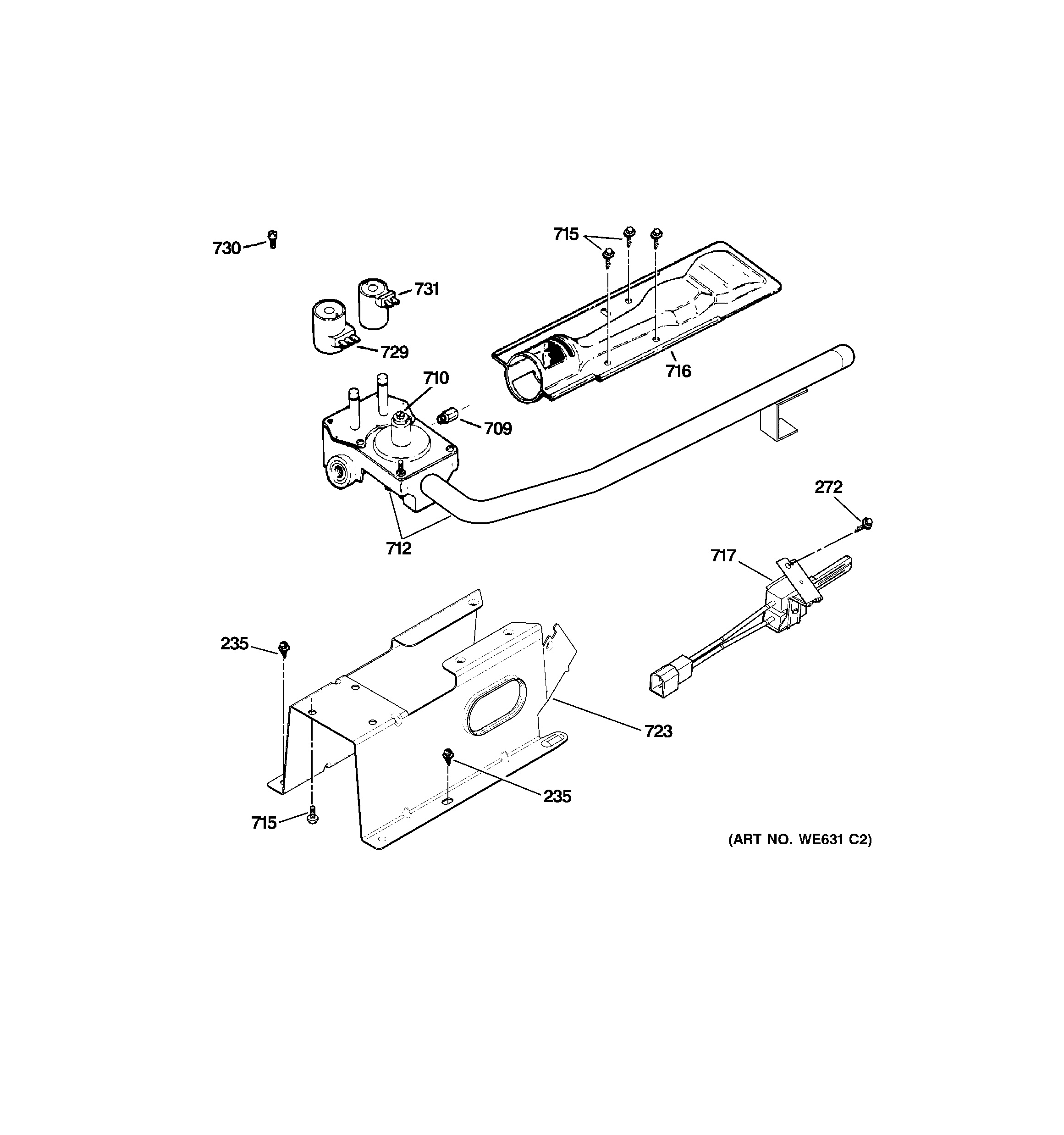 Assembly View for GAS VALVE & BURNER ASSEMBLY | GTDP490GD0WS