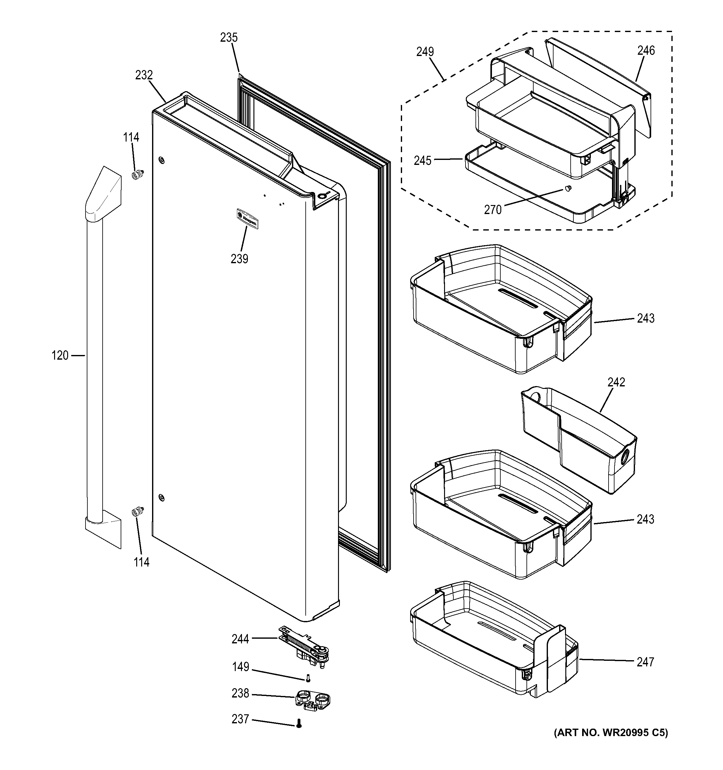 Assembly View for FRESH FOOD DOOR - RH | ZWE23PSHCSS