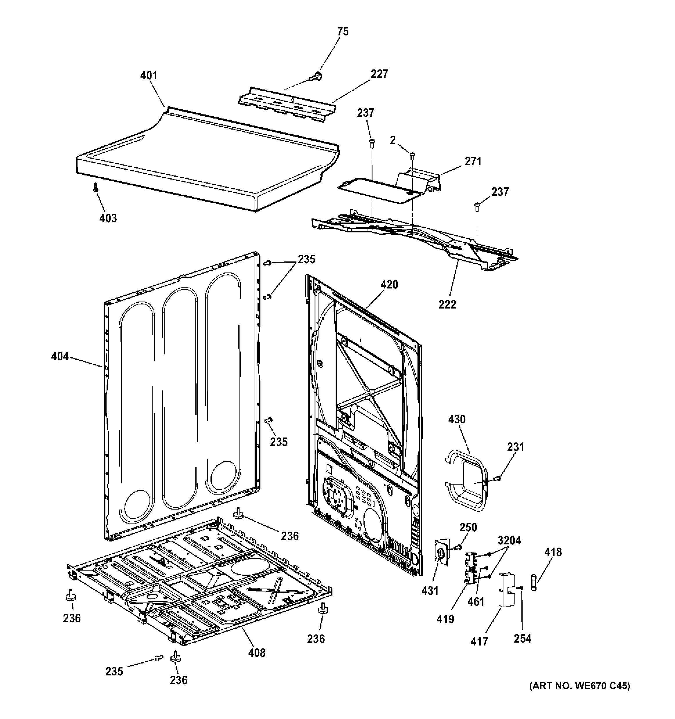 Assembly View for CABINET & TOP PANEL | HTDX100EM7WW