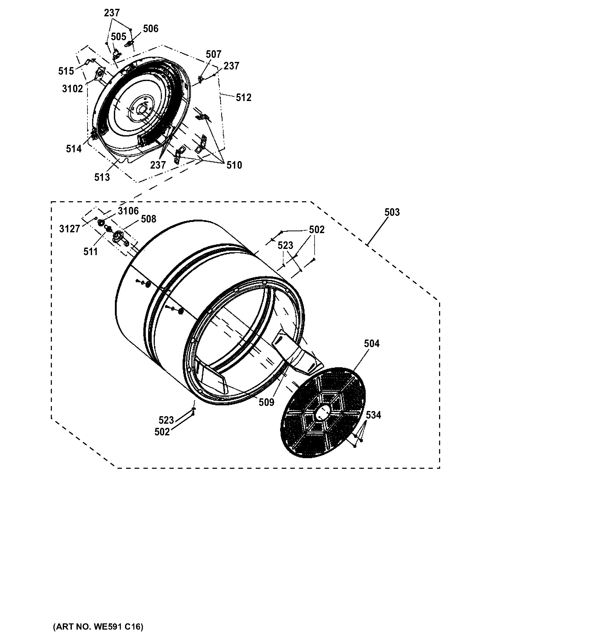 Assembly View for DRUM | GFDN120ED0WW