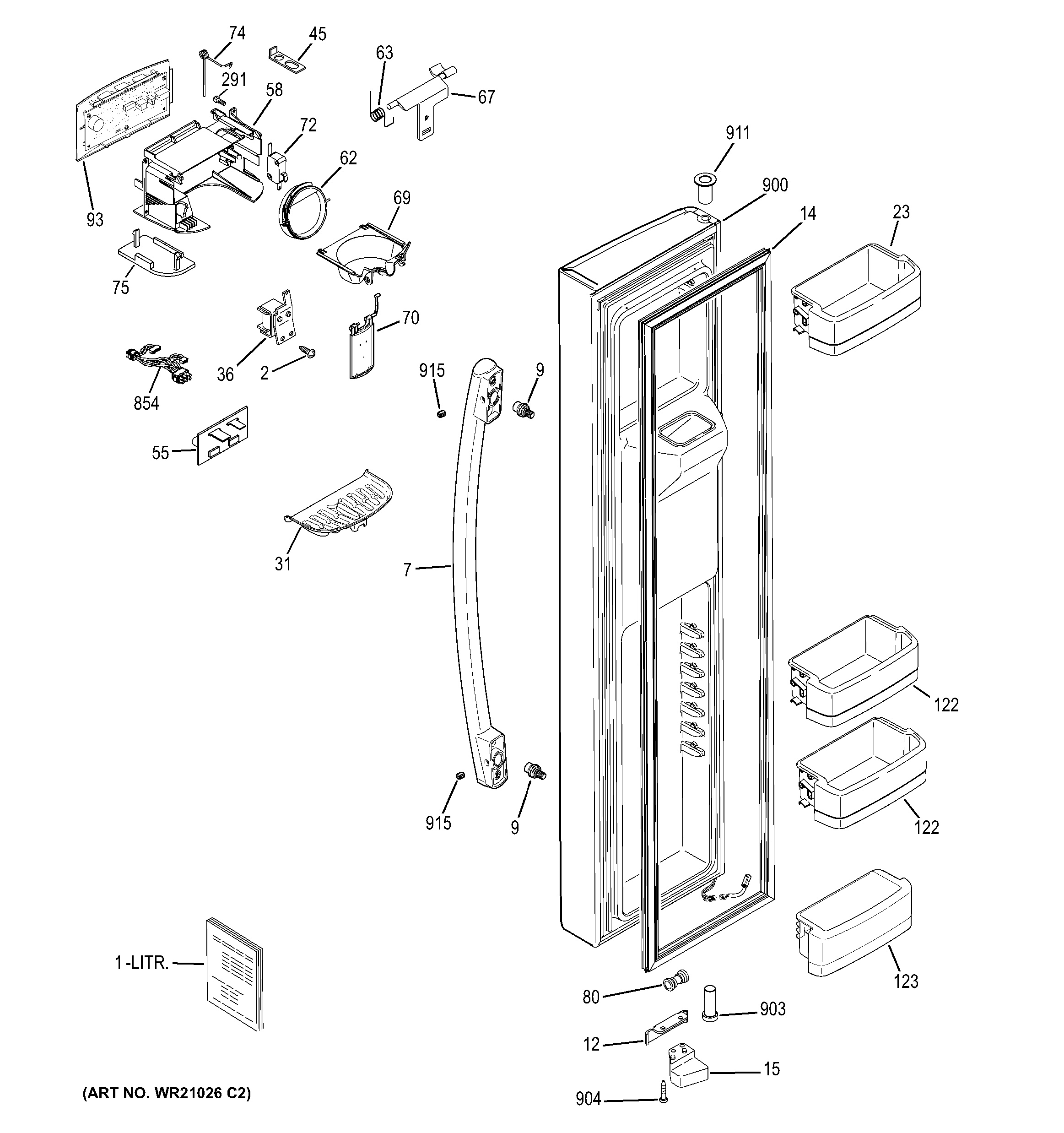 Assembly View for FREEZER DOOR | GSE25HGHBHWW