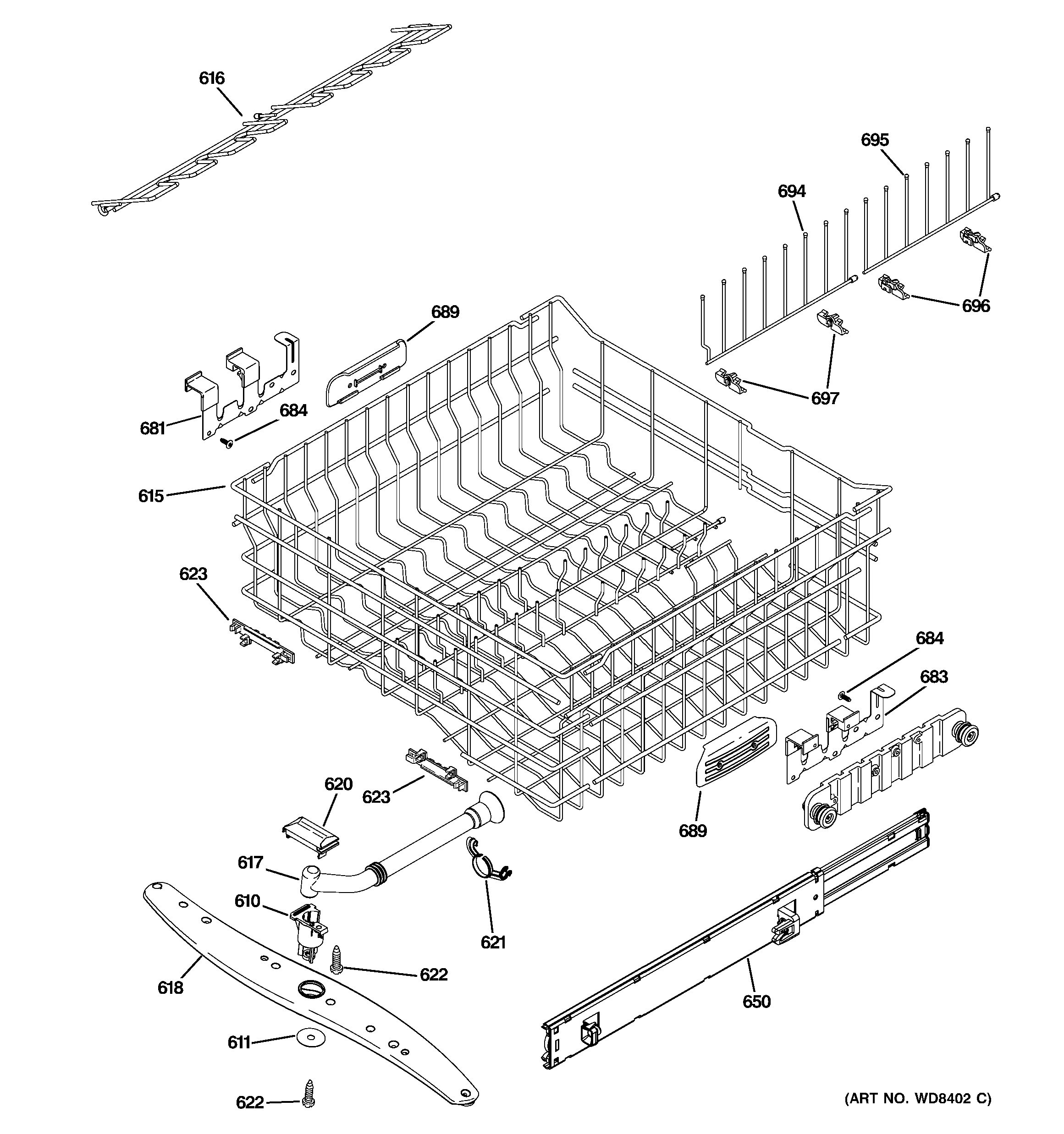 Assembly View for UPPER RACK ASSEMBLY | CDWT980V00SS
