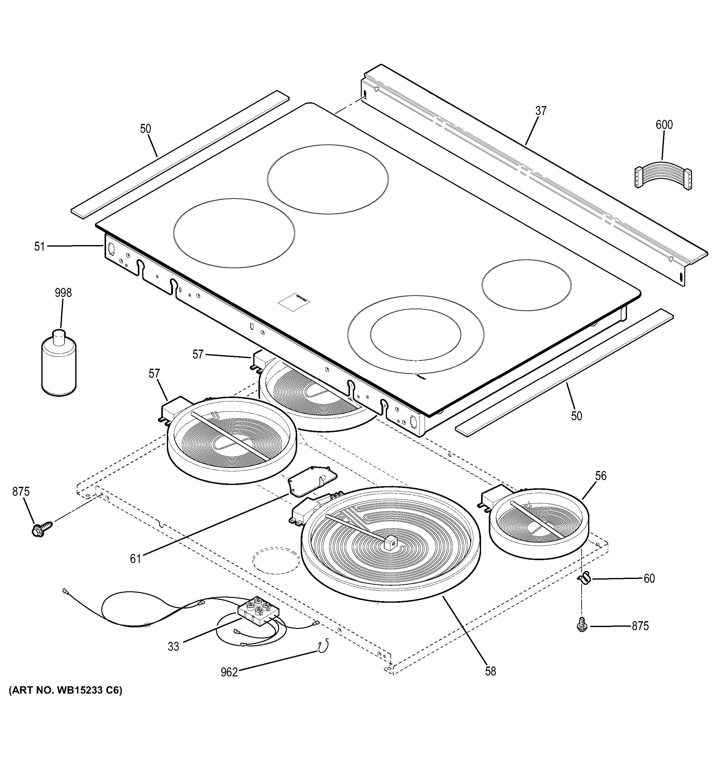Assembly View for COOKTOP | JS630DF1WW