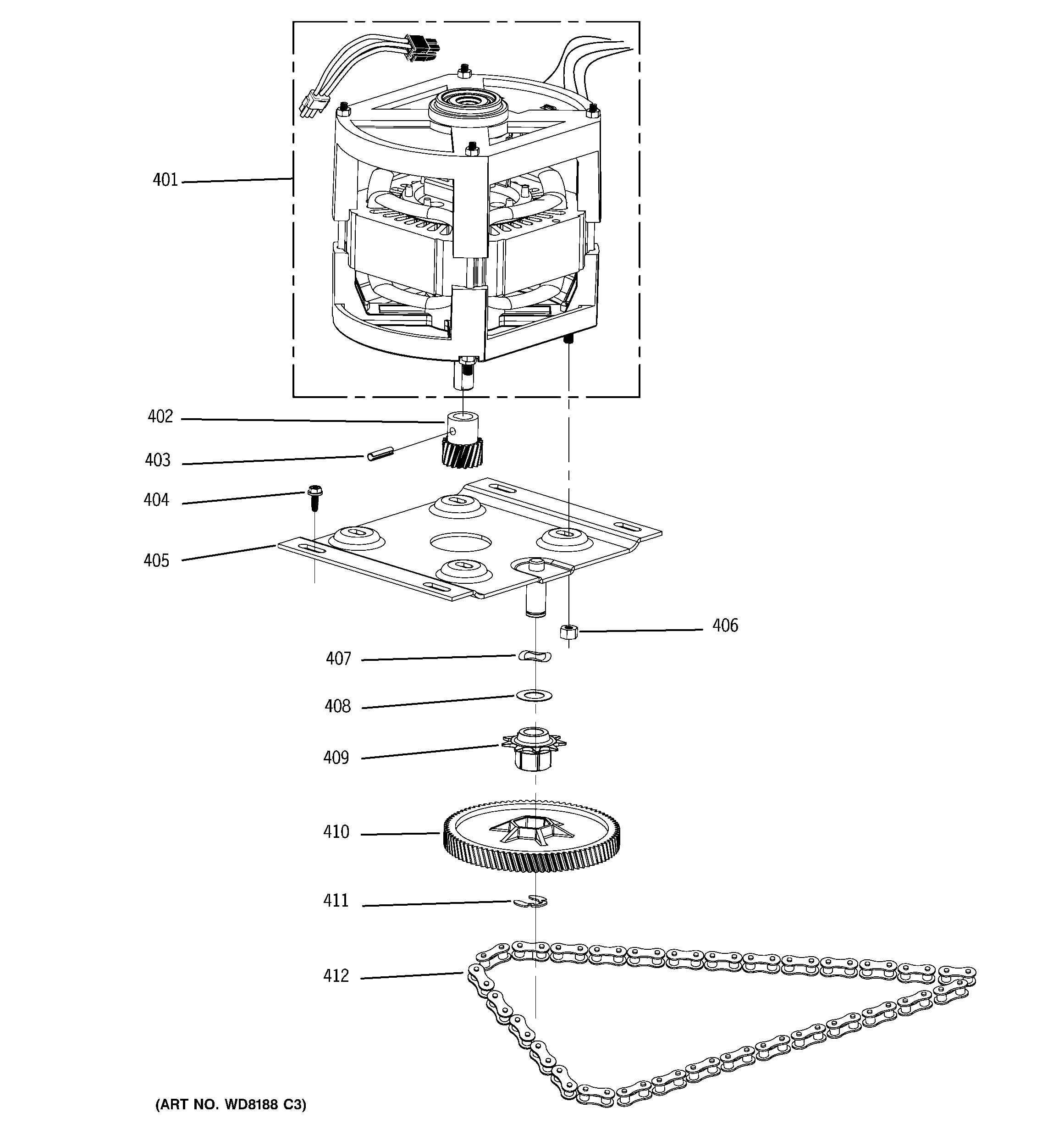 Assembly View for MOTOR & DRIVE PARTS | ZCGP150RII-00