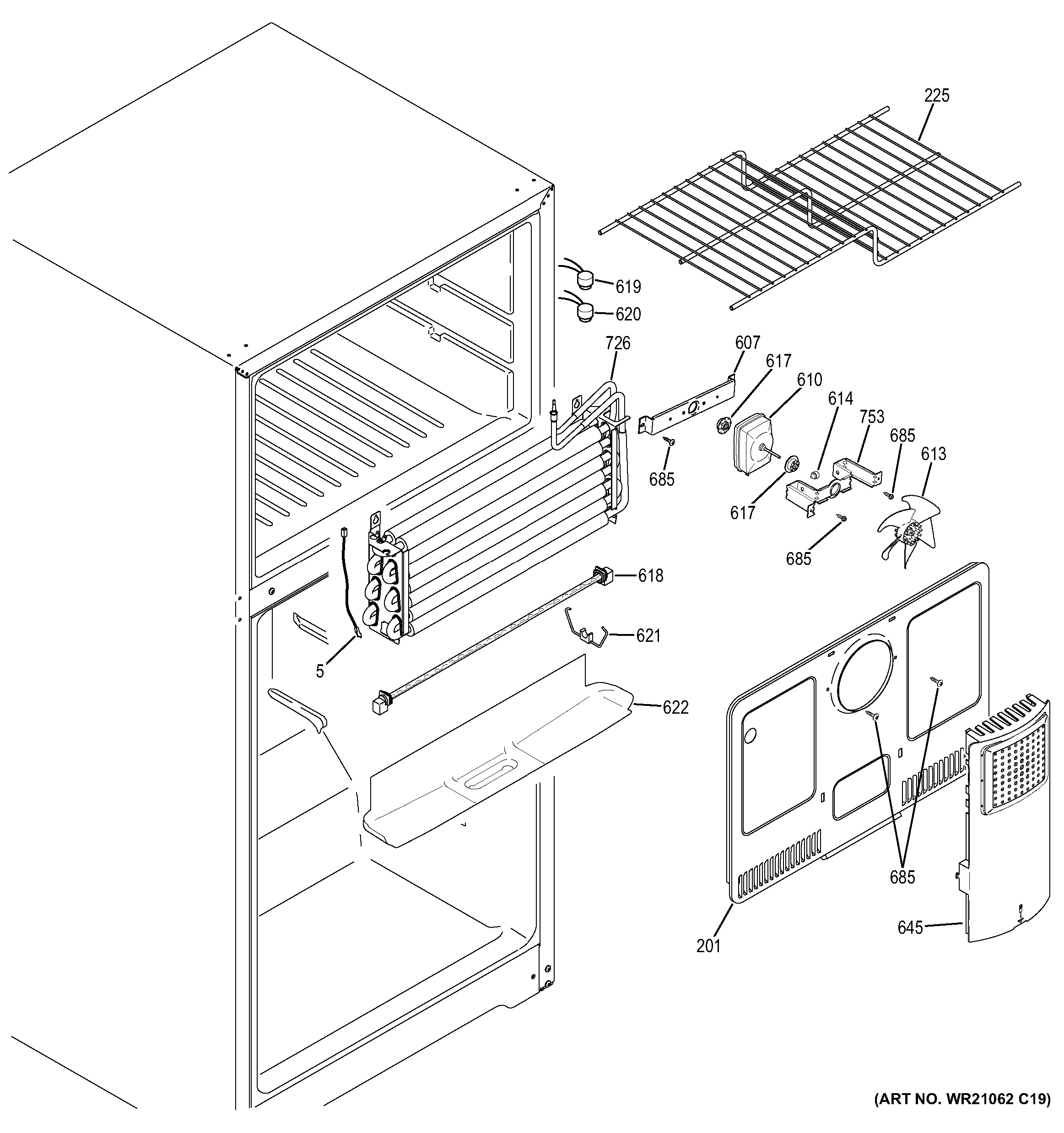 Assembly View for FREEZER SECTION | GIE18ETHDRBB