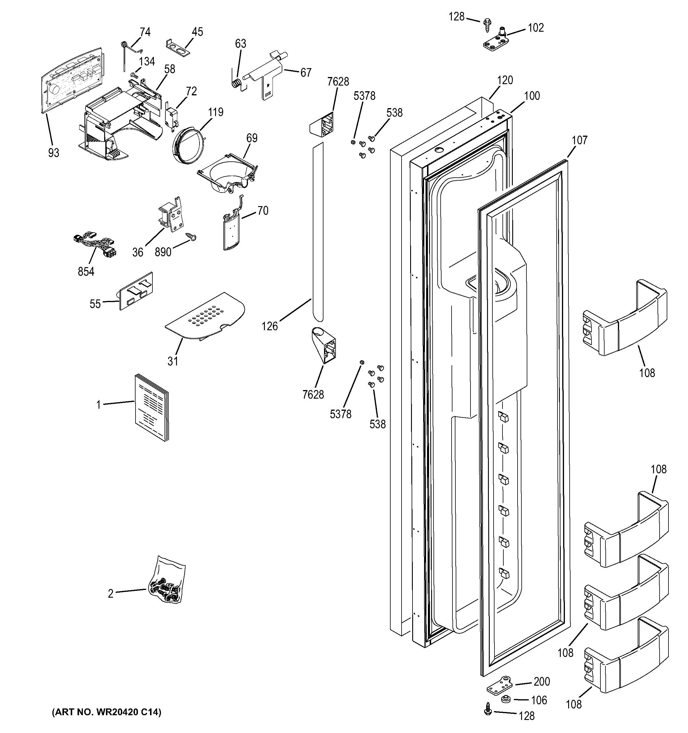 Assembly View for FREEZER DOOR | ZISP480DHBSS