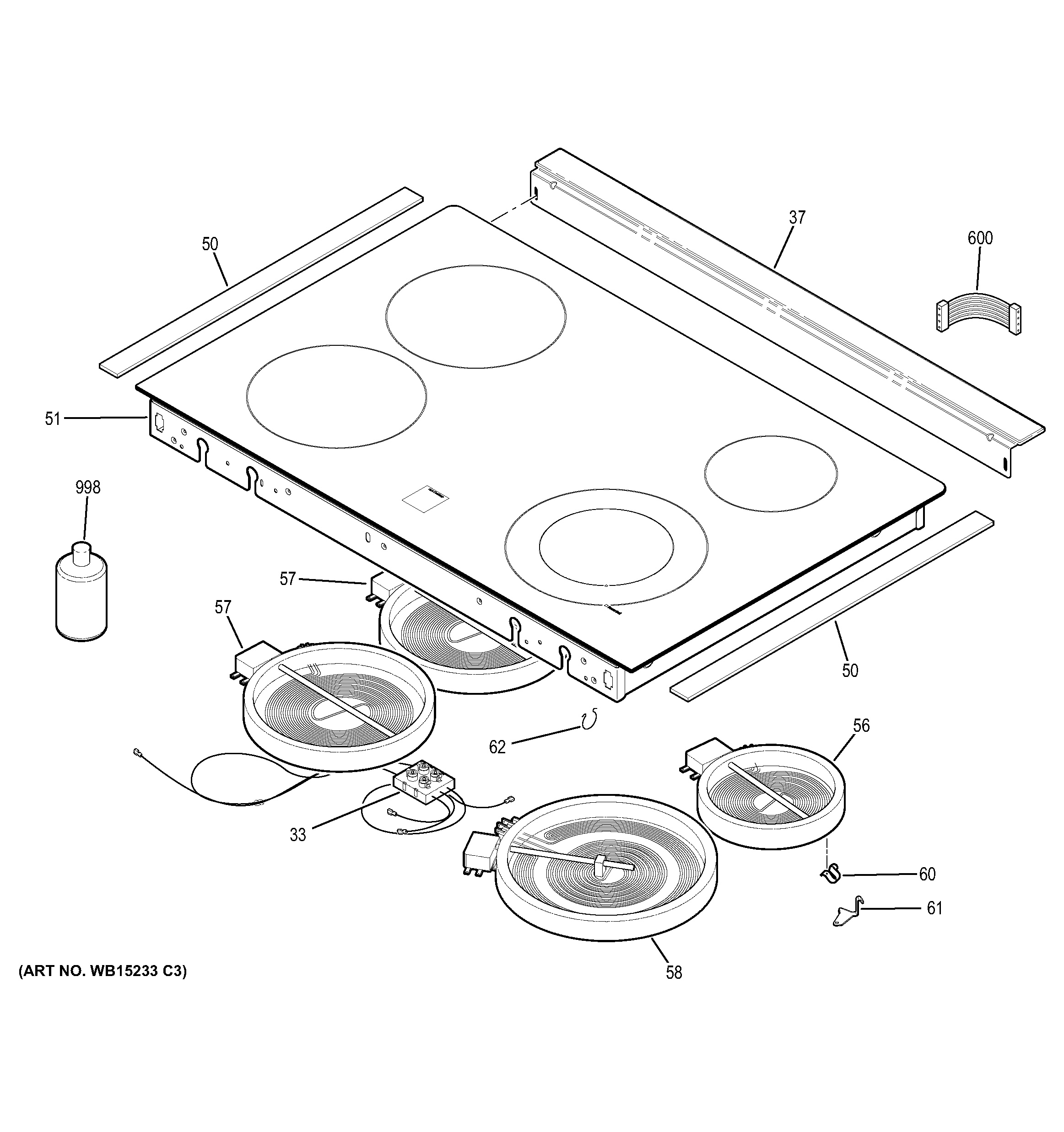 Assembly View for COOKTOP | JD630SF4SS