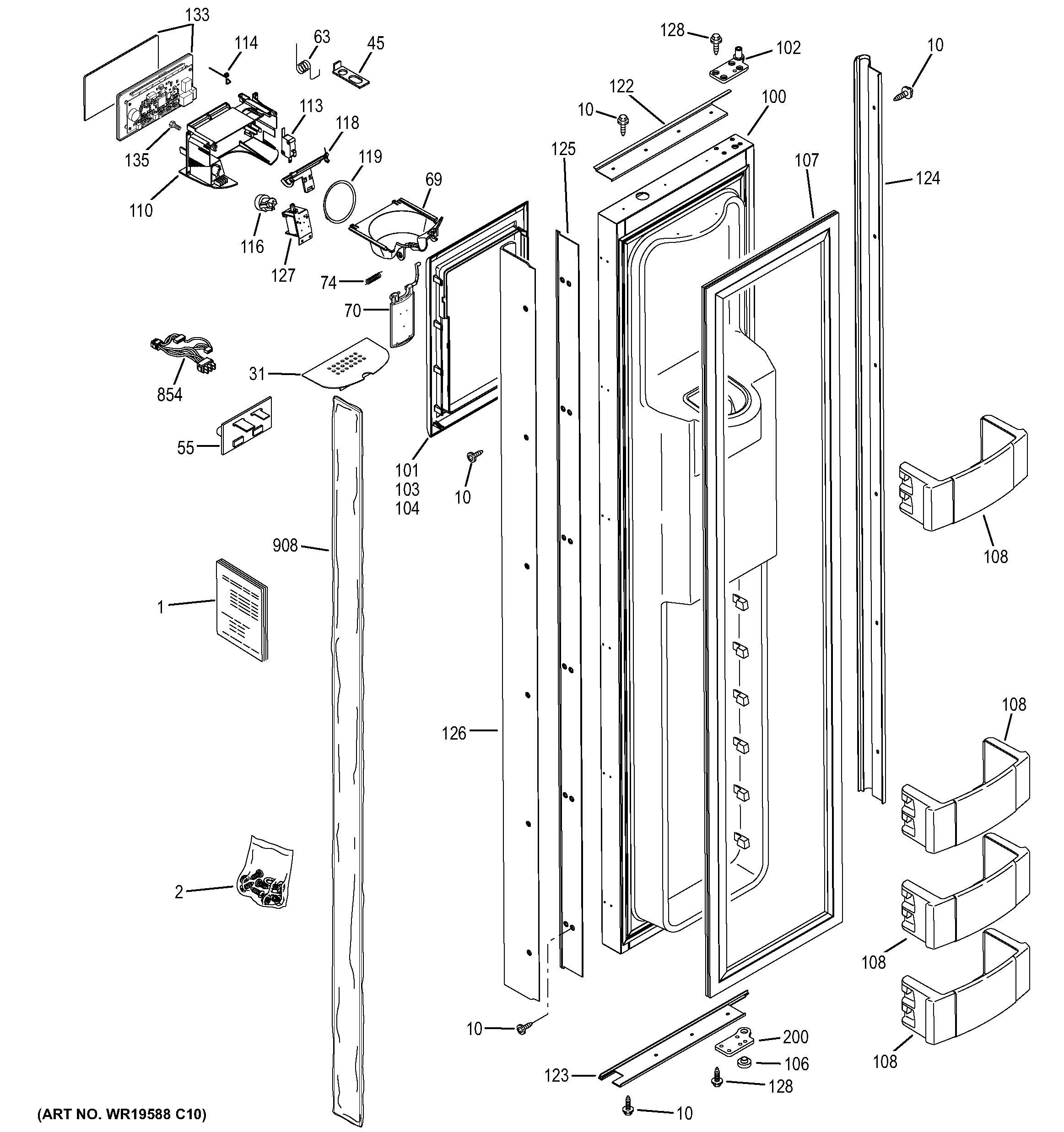 Assembly View for FREEZER DOOR | ZISB420DHB