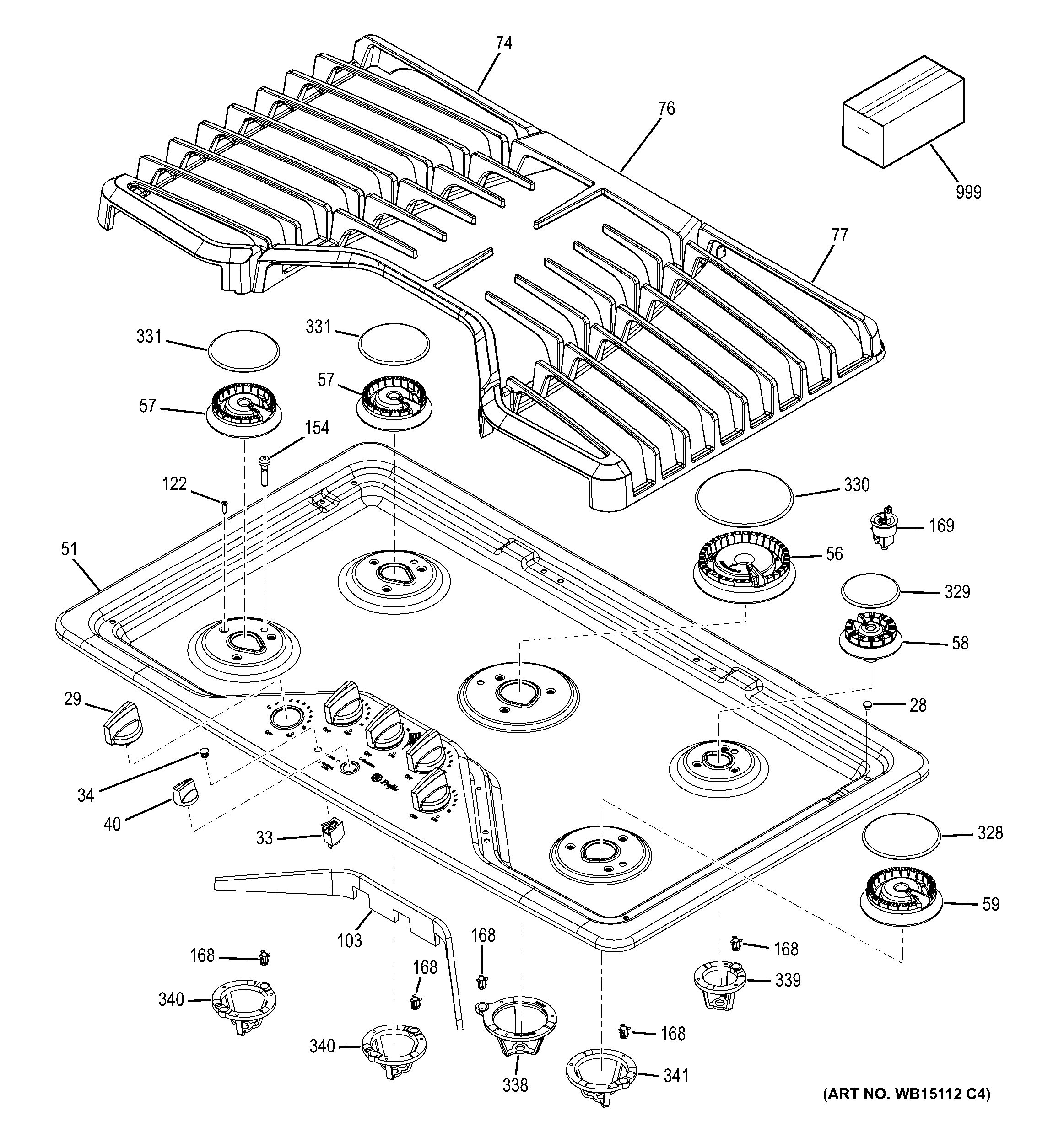 Assembly View for CONTROL PANEL & COOKTOP | PGP976SET4SS