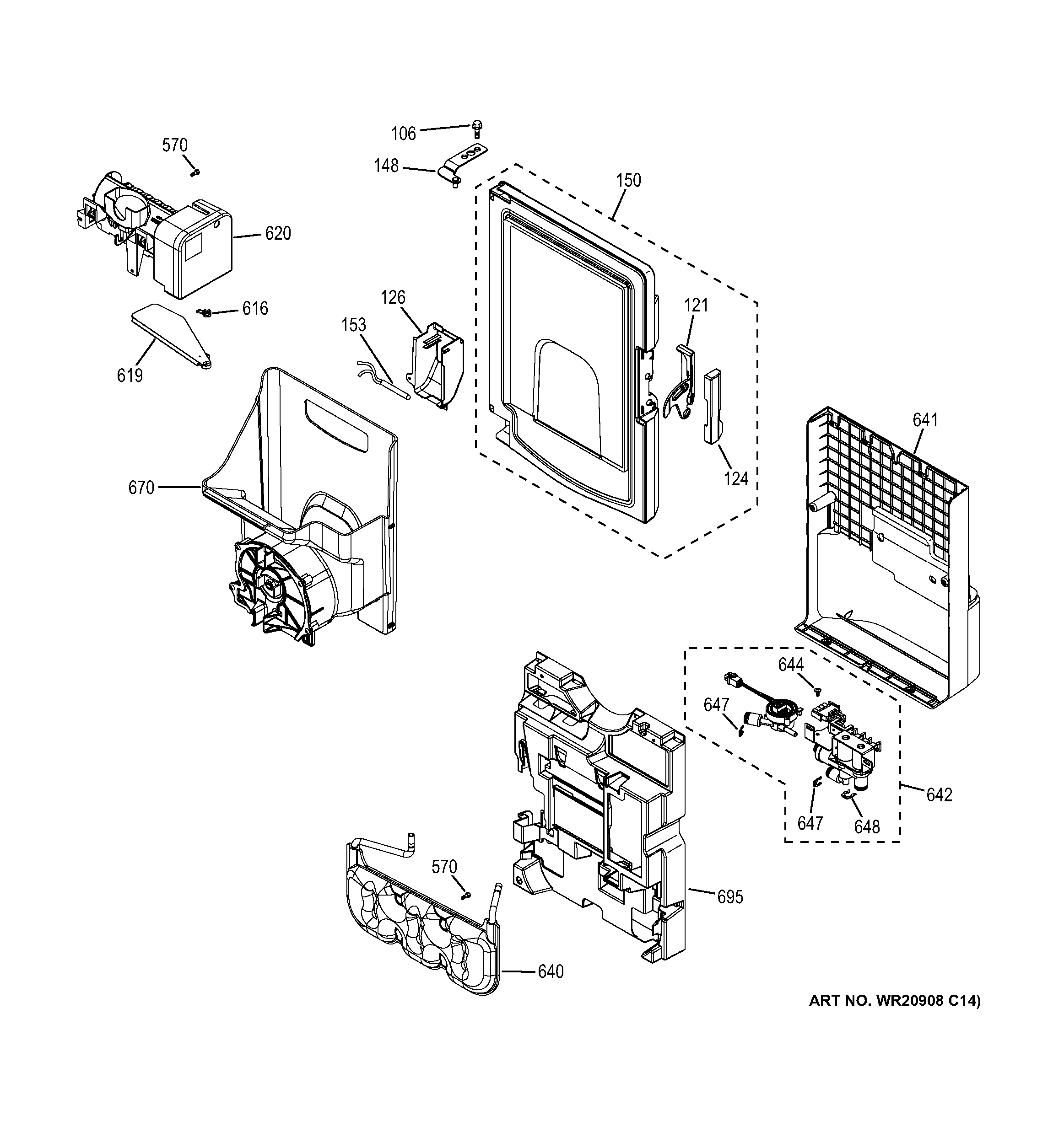 Assembly View for ICE MAKER & DISPENSER | PFE28KSKBSS
