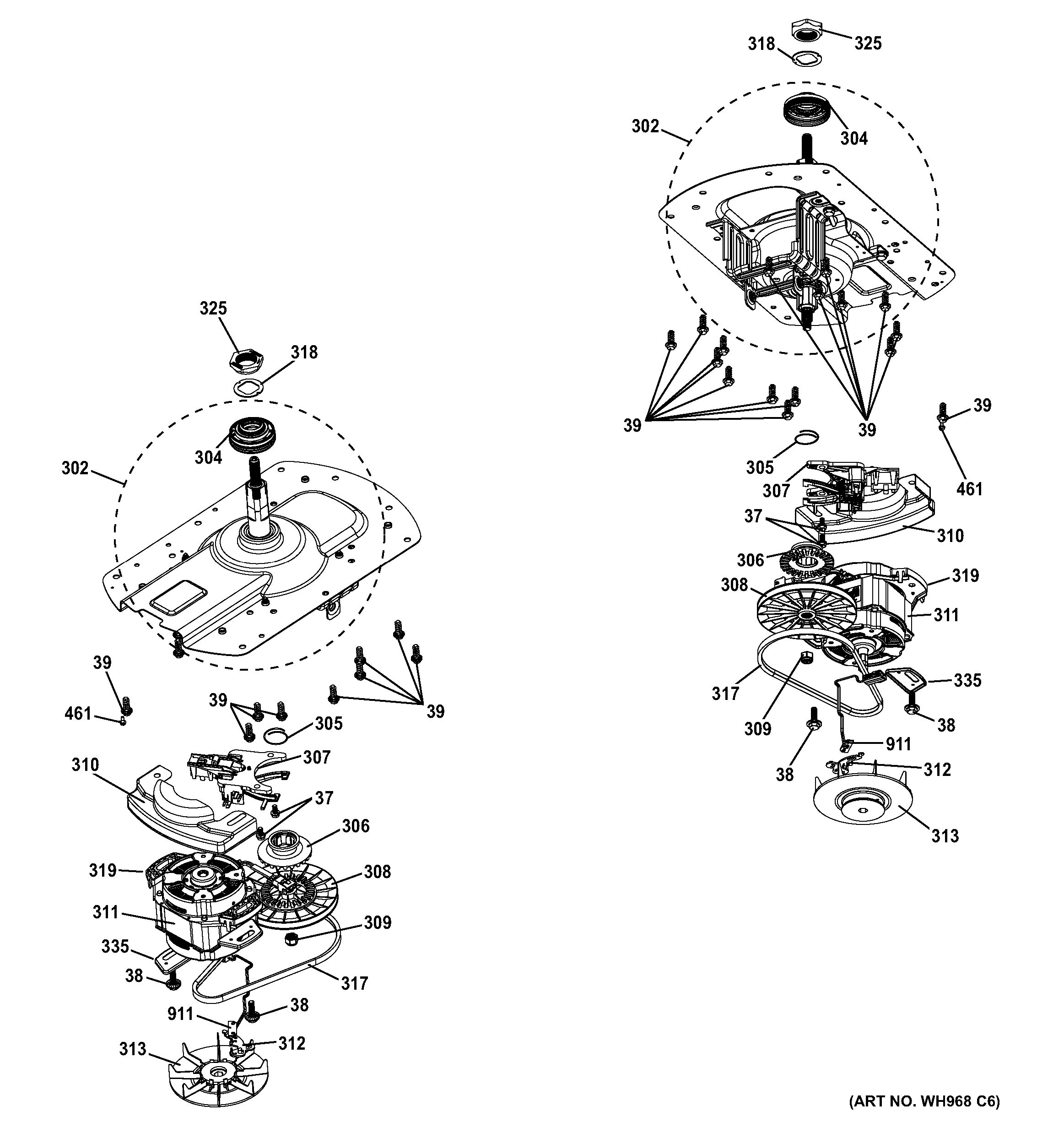 Assembly View for MOTOR & DRIVE ASSEMBLY | GTUP270EM5WW