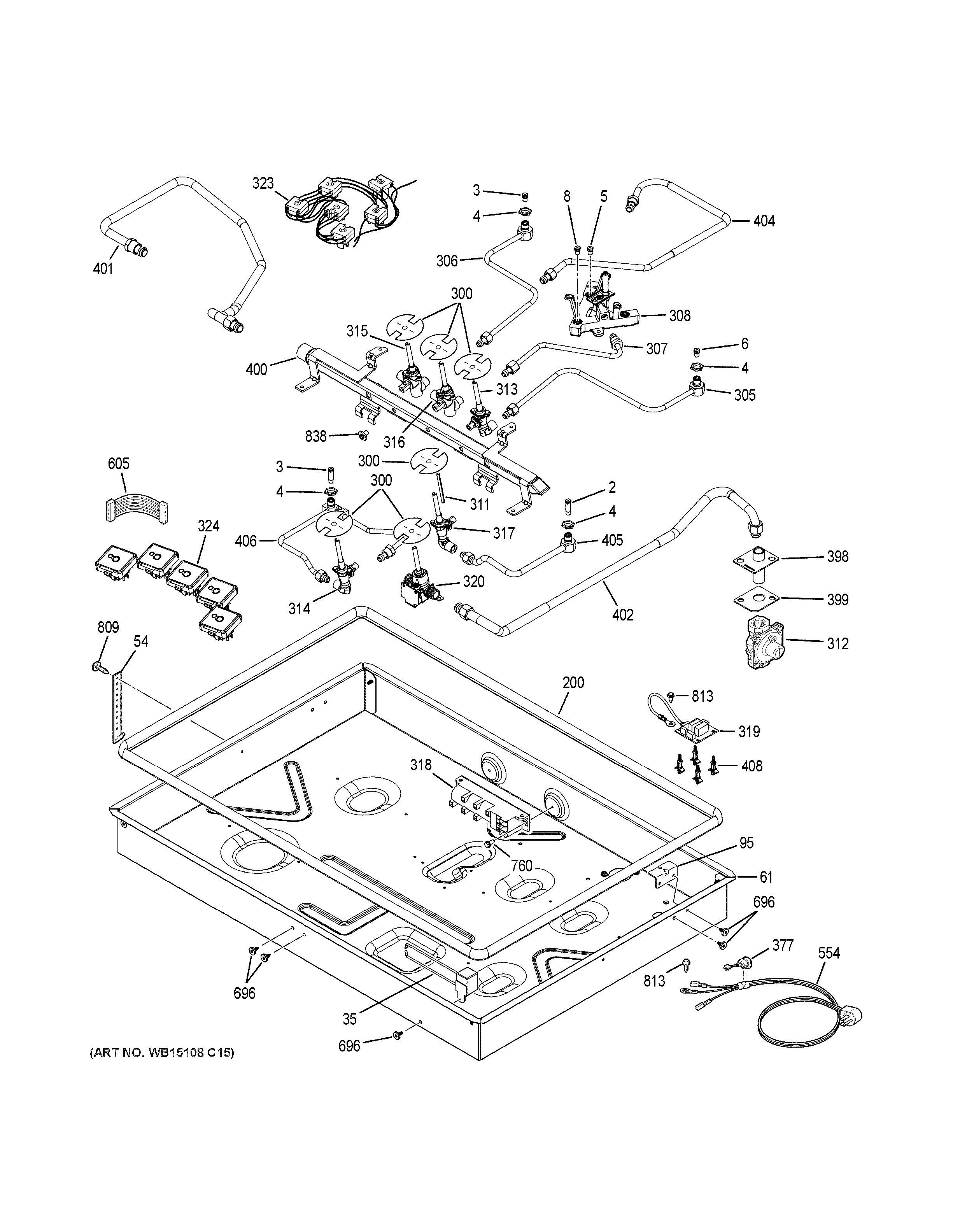 Assembly View for GAS & BURNER PARTS | PGP986SET4SS