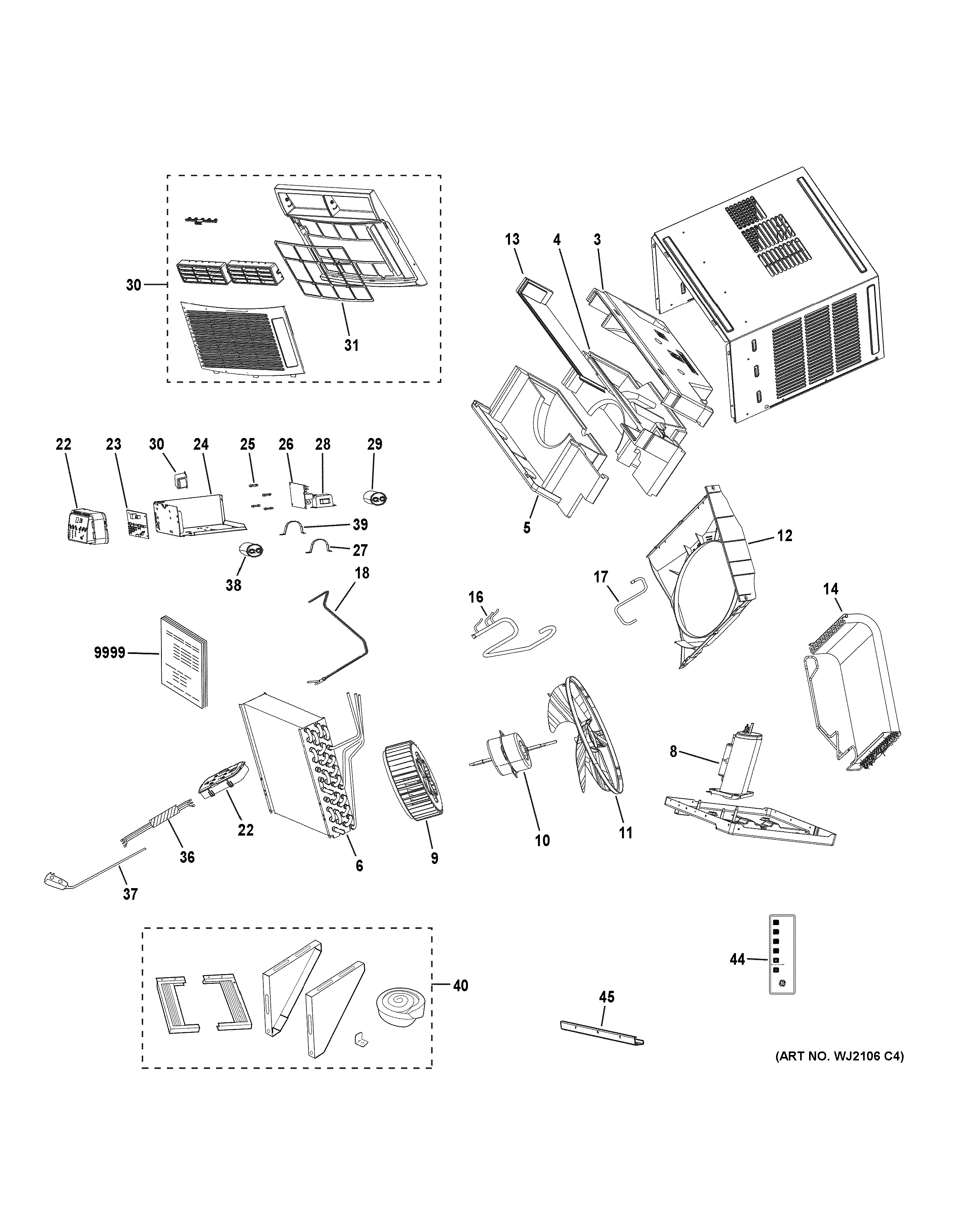 Assembly View for ROOM AIR CONDITIONER | AHM15AWW1
