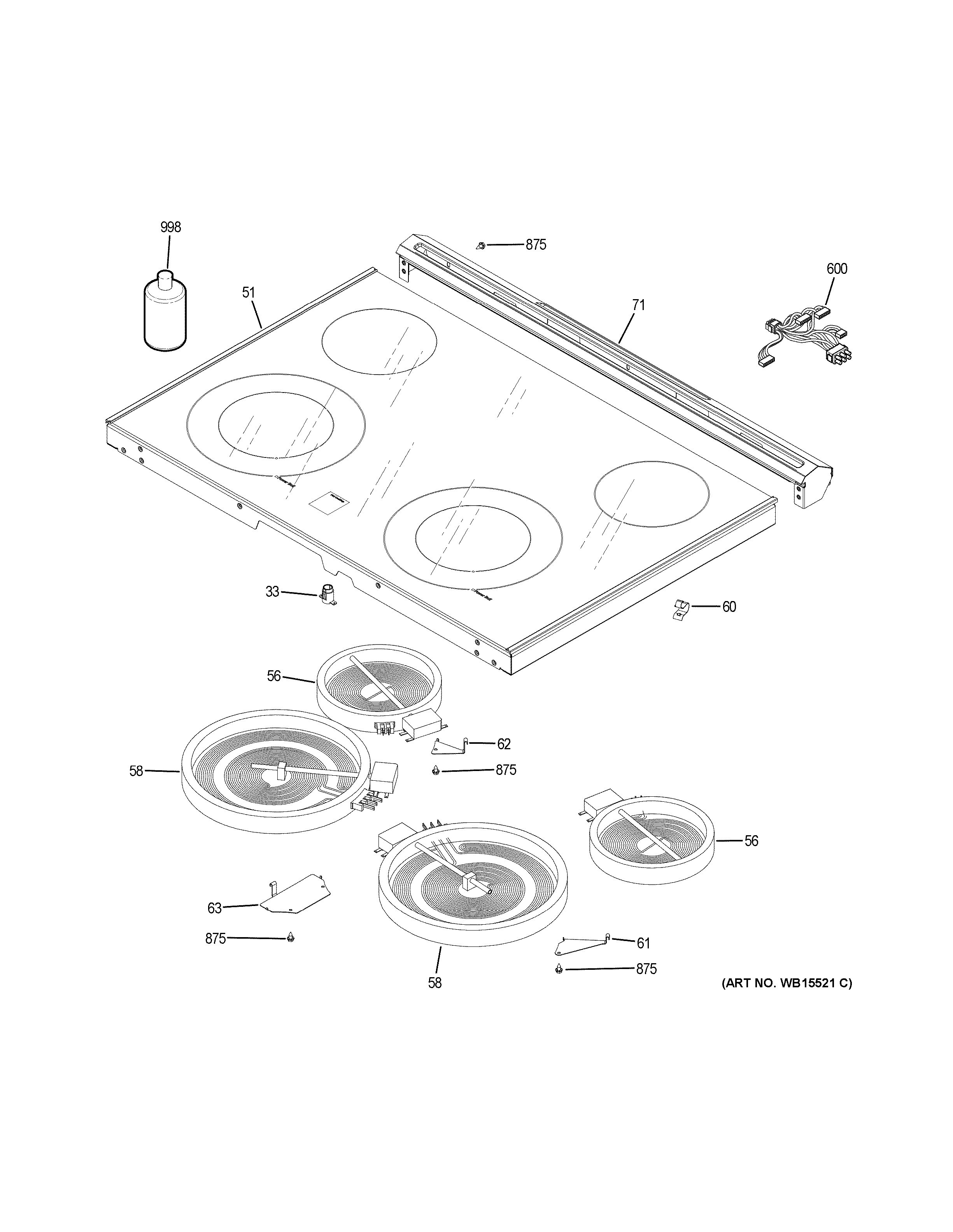 Assembly View for COOKTOP | JS645SL1SS