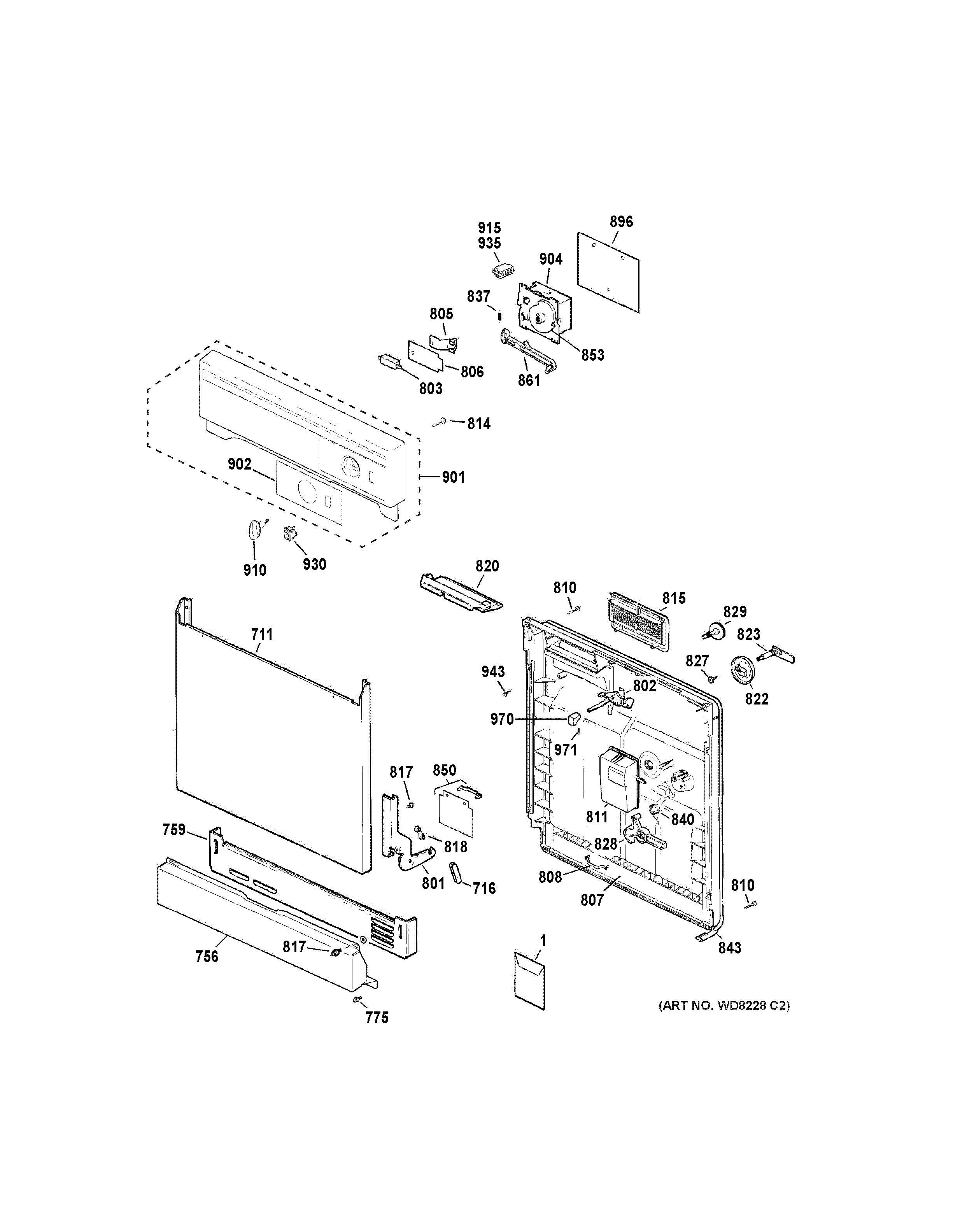 Assembly View for ESCUTCHEON & DOOR ASSEMBLY | HDA2100N10CC