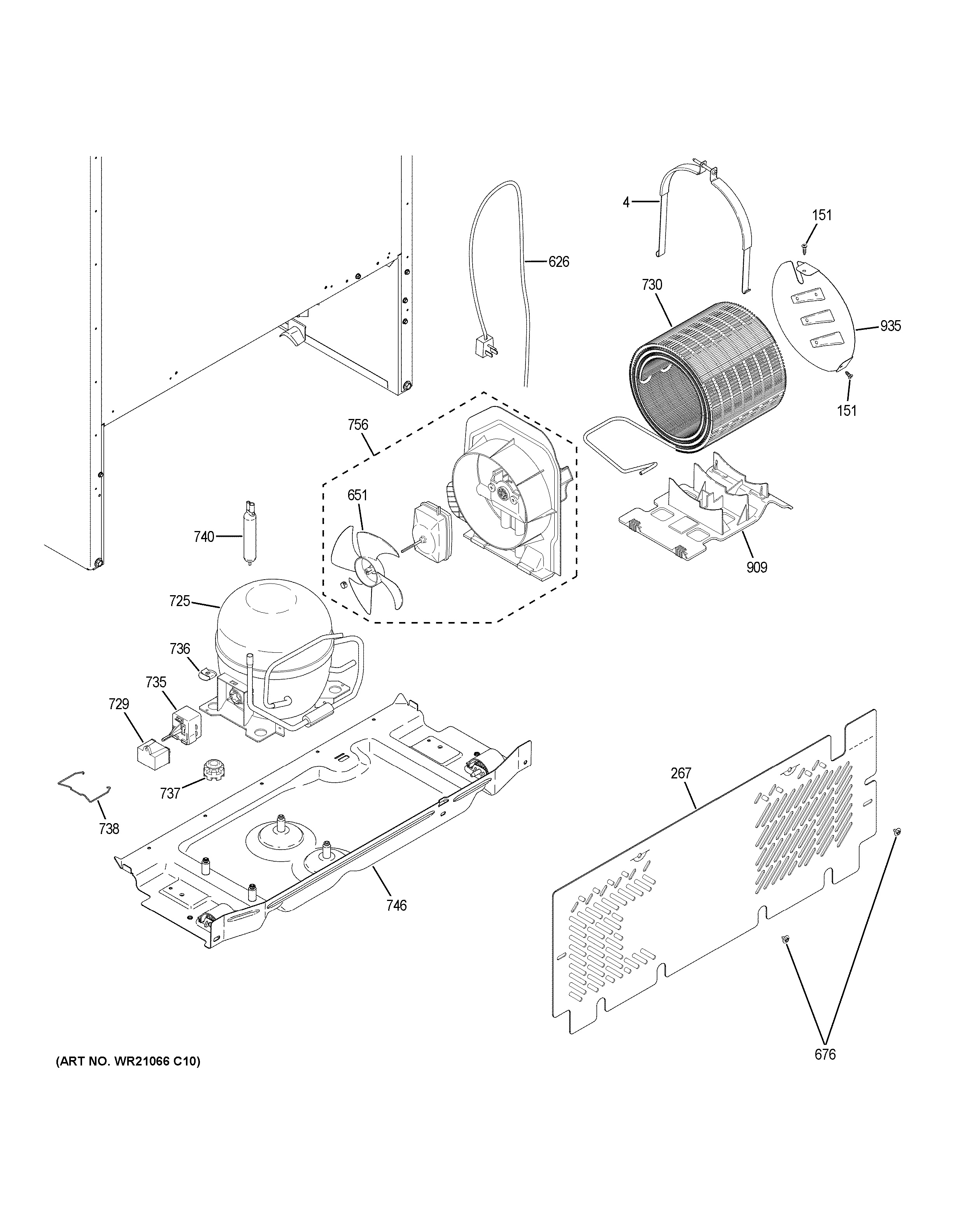Assembly View for MACHINE COMPARTMENT | GTE18GSHMRSS