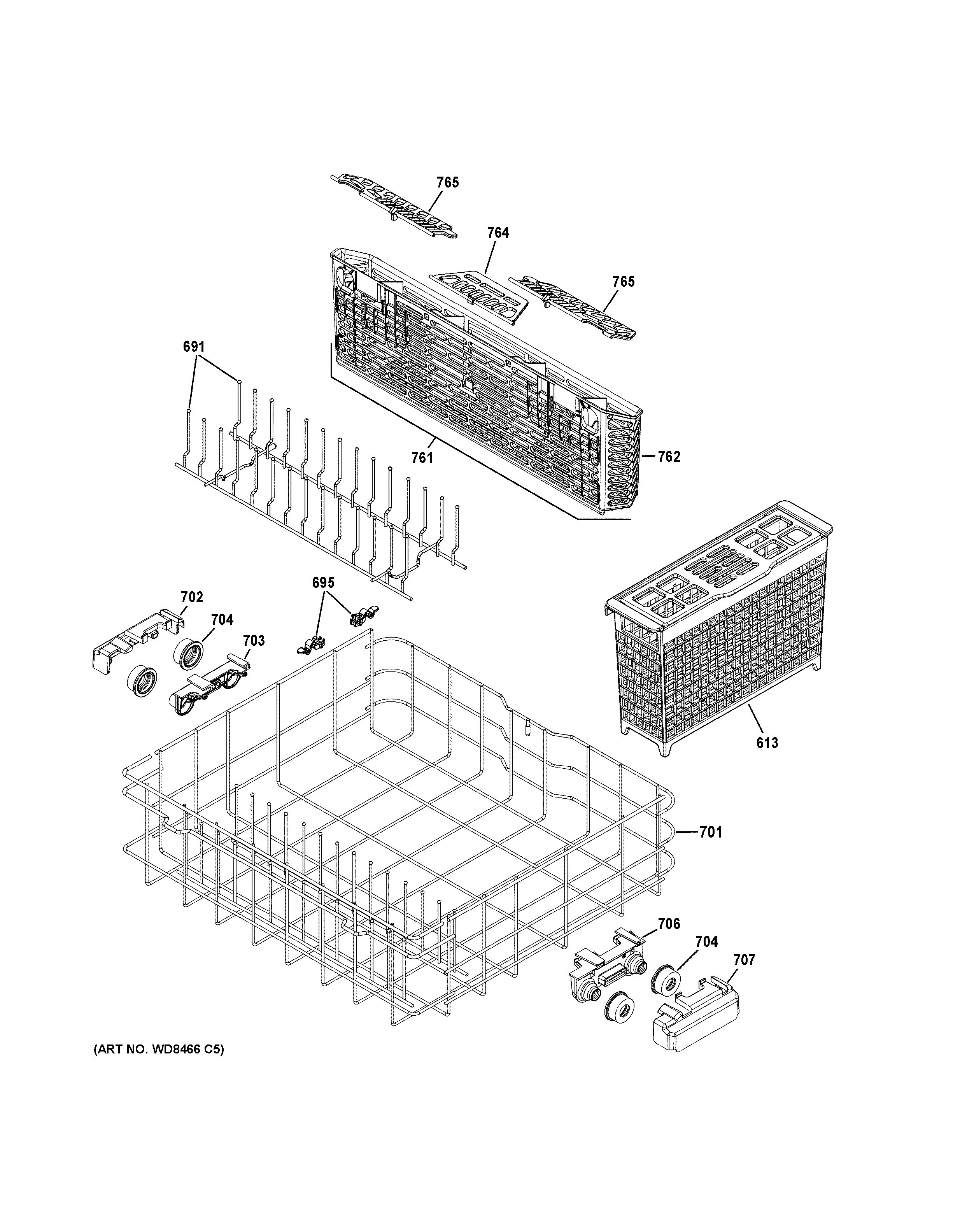 Assembly View for LOWER RACK ASSEMBLY | GDF610PSJ2SS