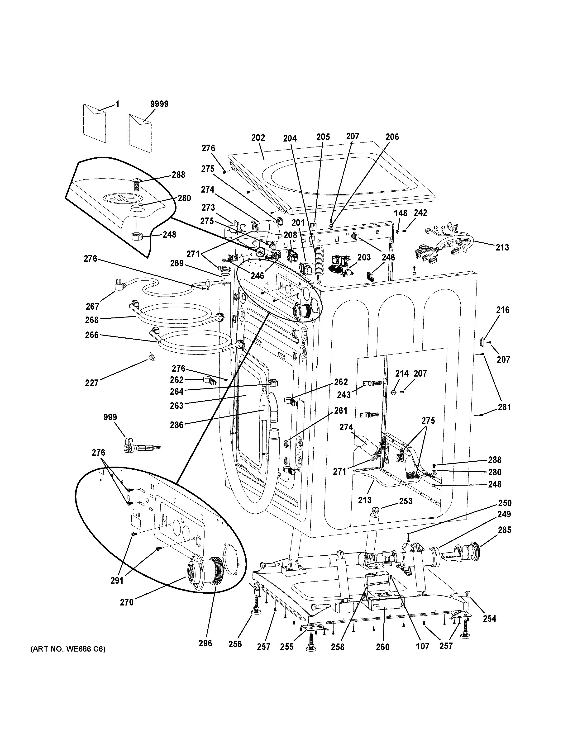 Assembly View for CABINET & TOP PANEL | GFW400SCM1WW