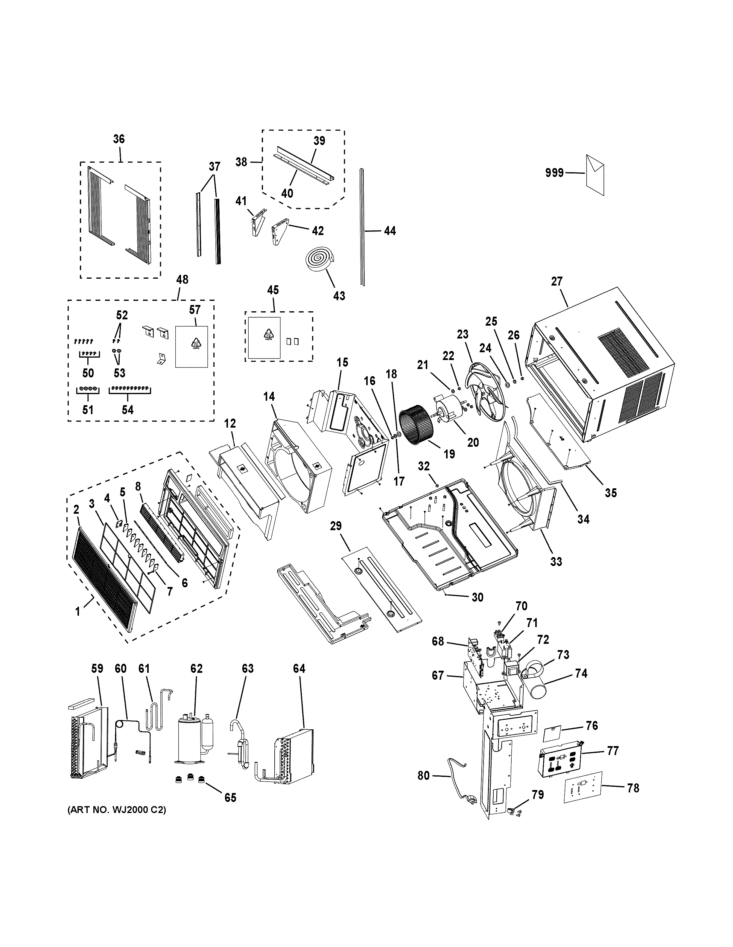 Assembly View for ROOM AIR CONDITIONER | AEH25DNL1