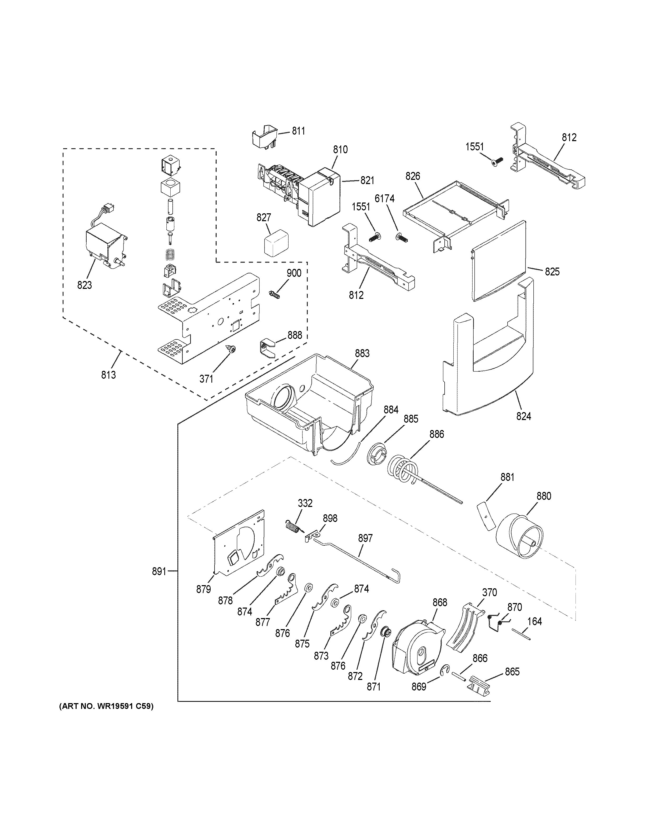 Assembly View for ICE MAKER & DISPENSER | ZISS480DKBSS