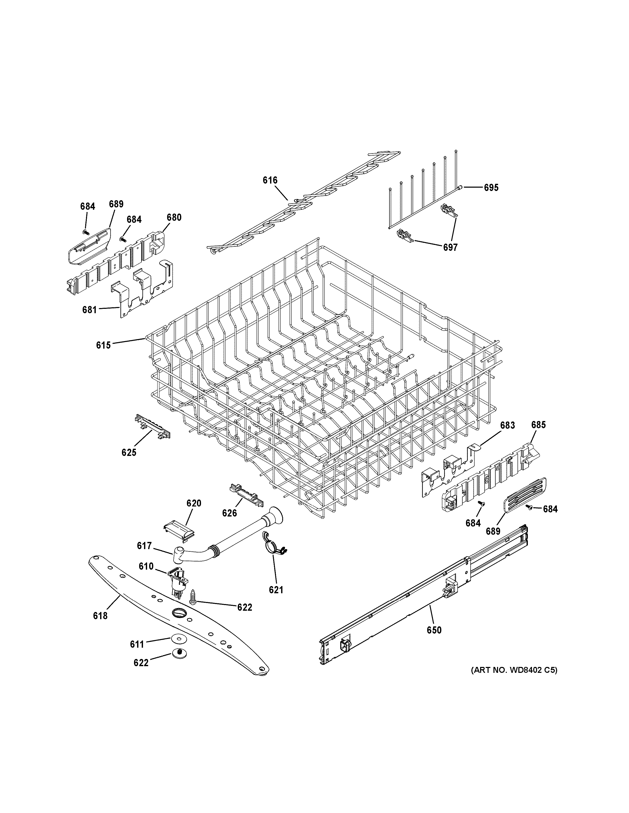 Assembly View for UPPER RACK ASSEMBLY | PDWT580V00SS