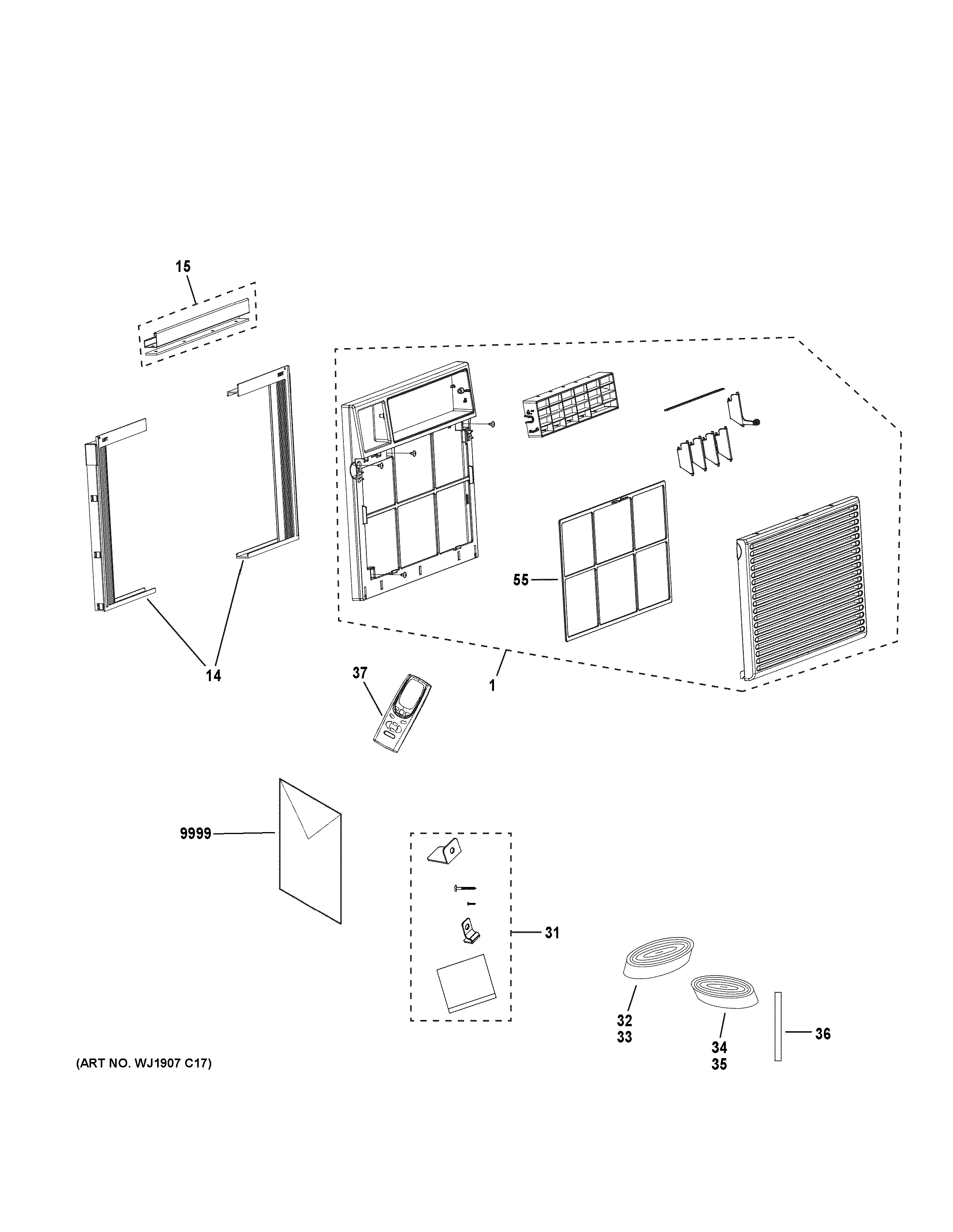Assembly View for ROOM AIR CONDITIONER | AEH10AXL1