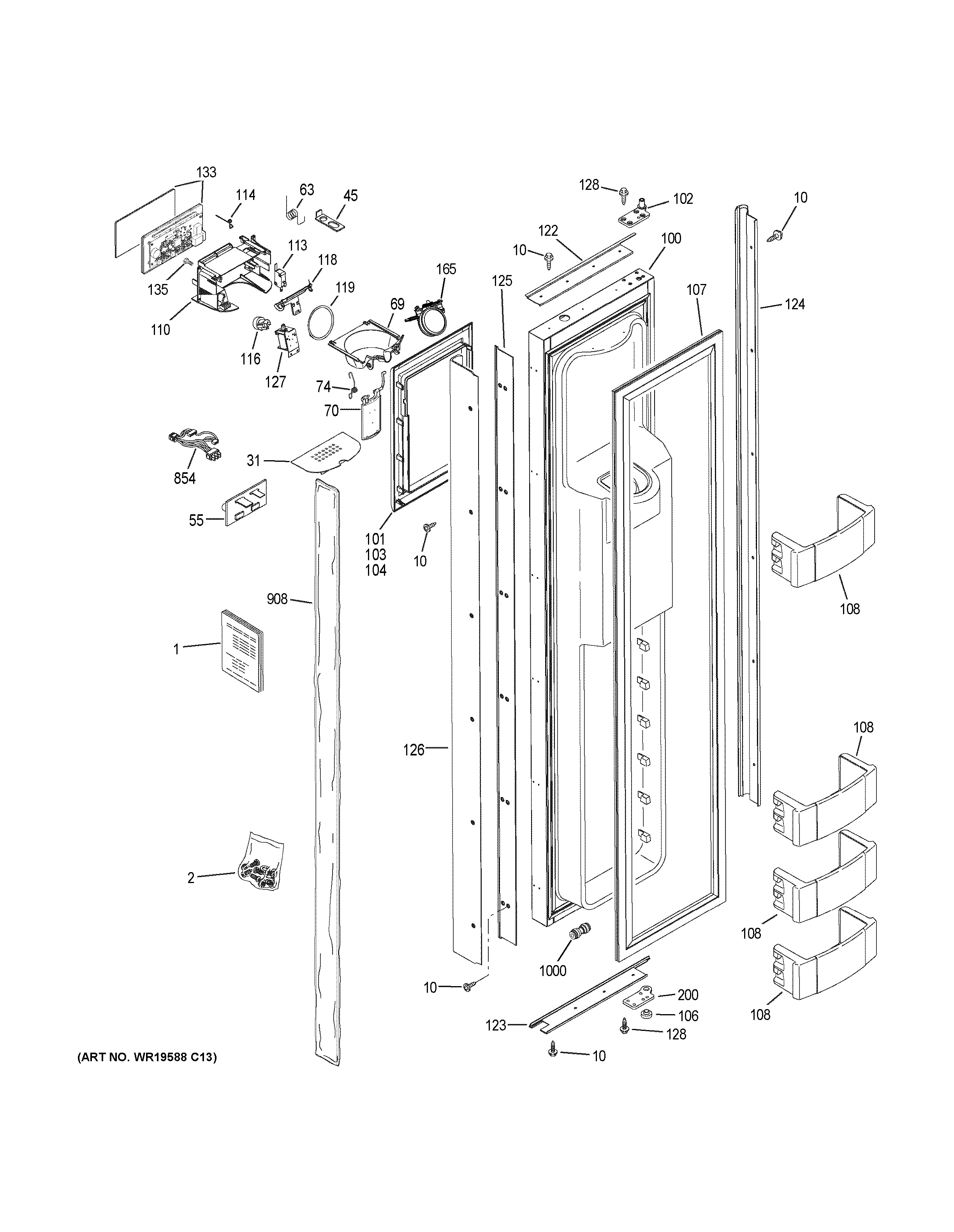 Assembly View for FREEZER DOOR | ZISB480DKC