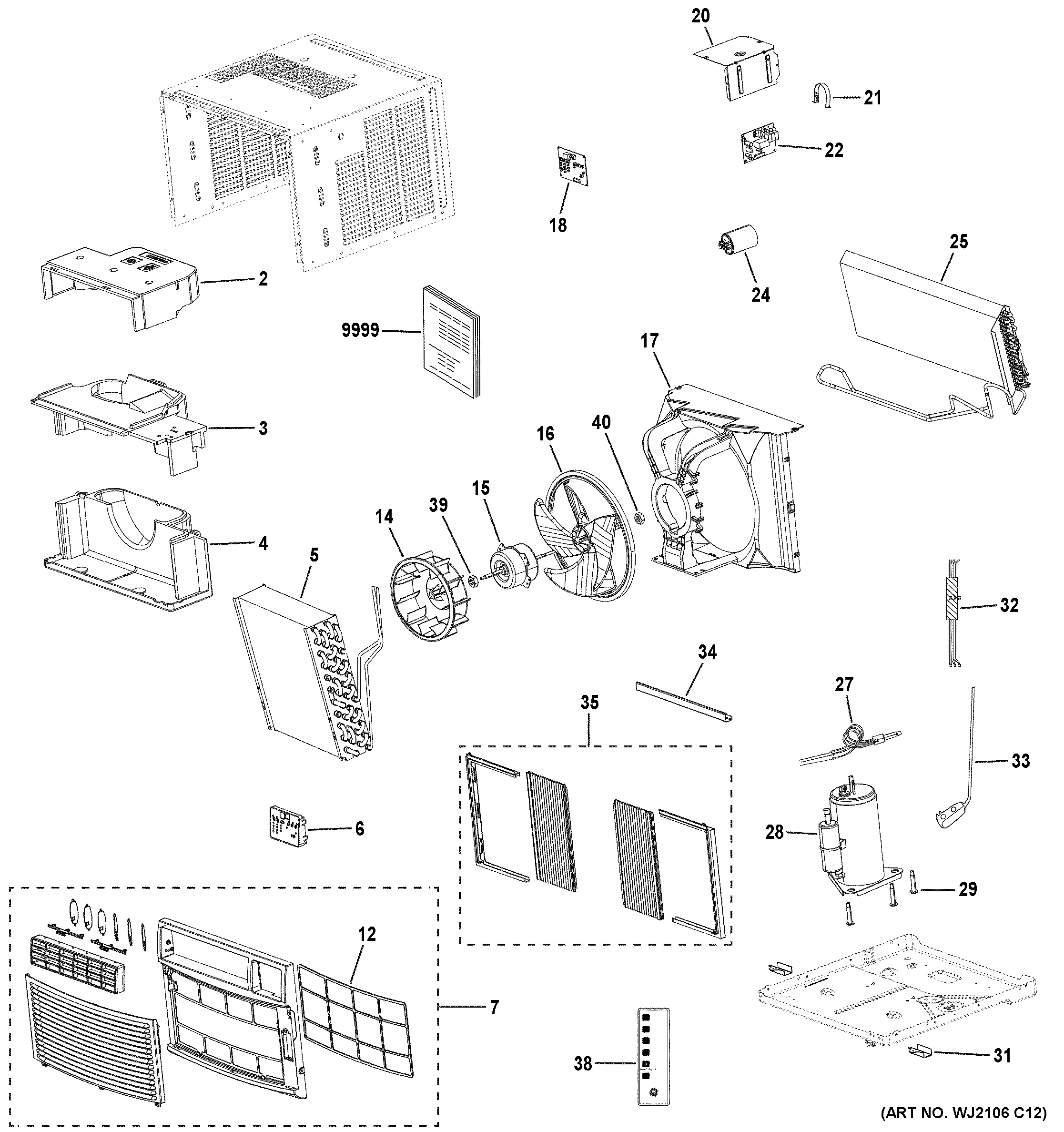 Assembly View for ROOM AIR CONDITIONER | AHM12AWW1