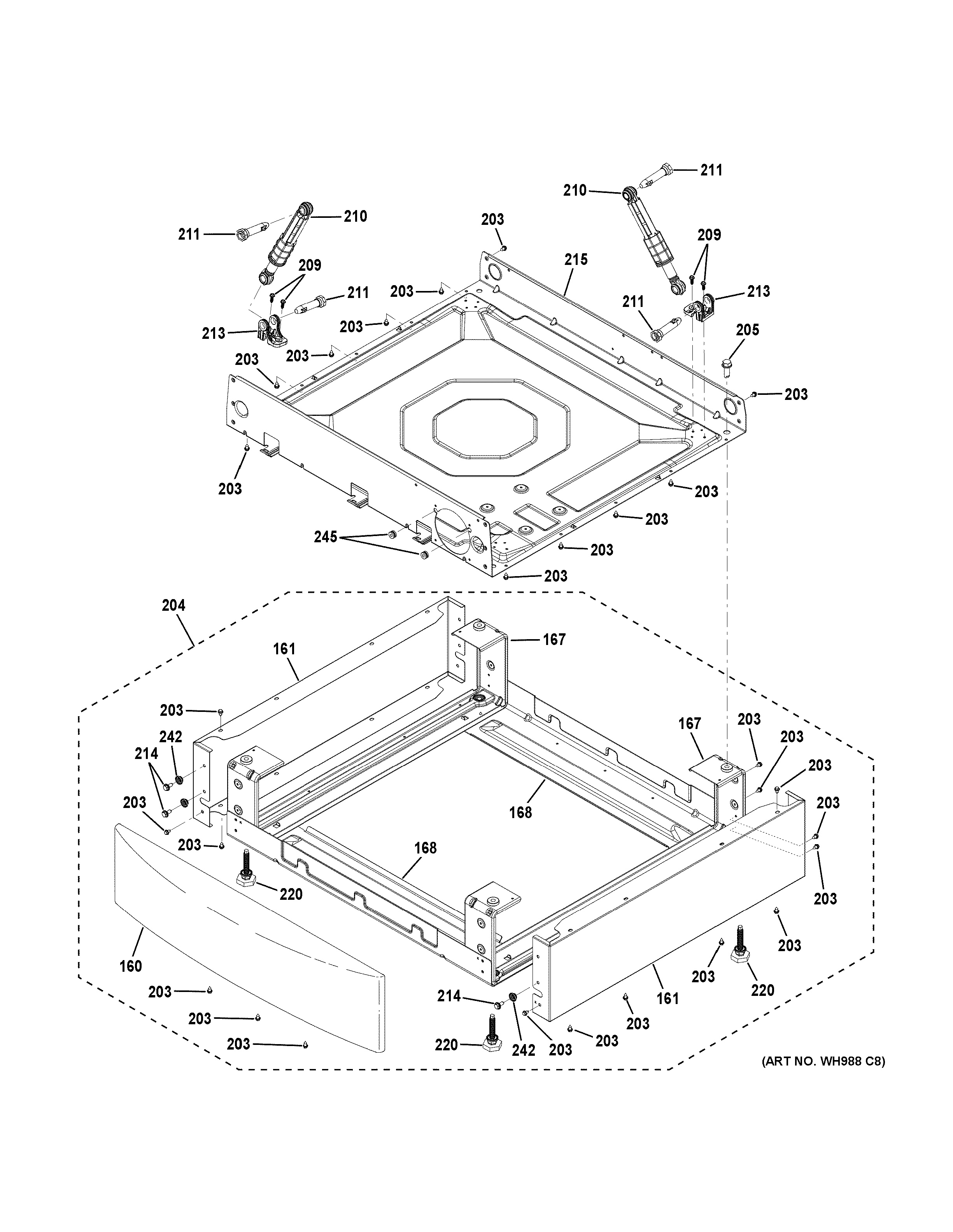 Assembly View for BASE PAN & RISER ASSEMBLY | GFWR4800F0WW