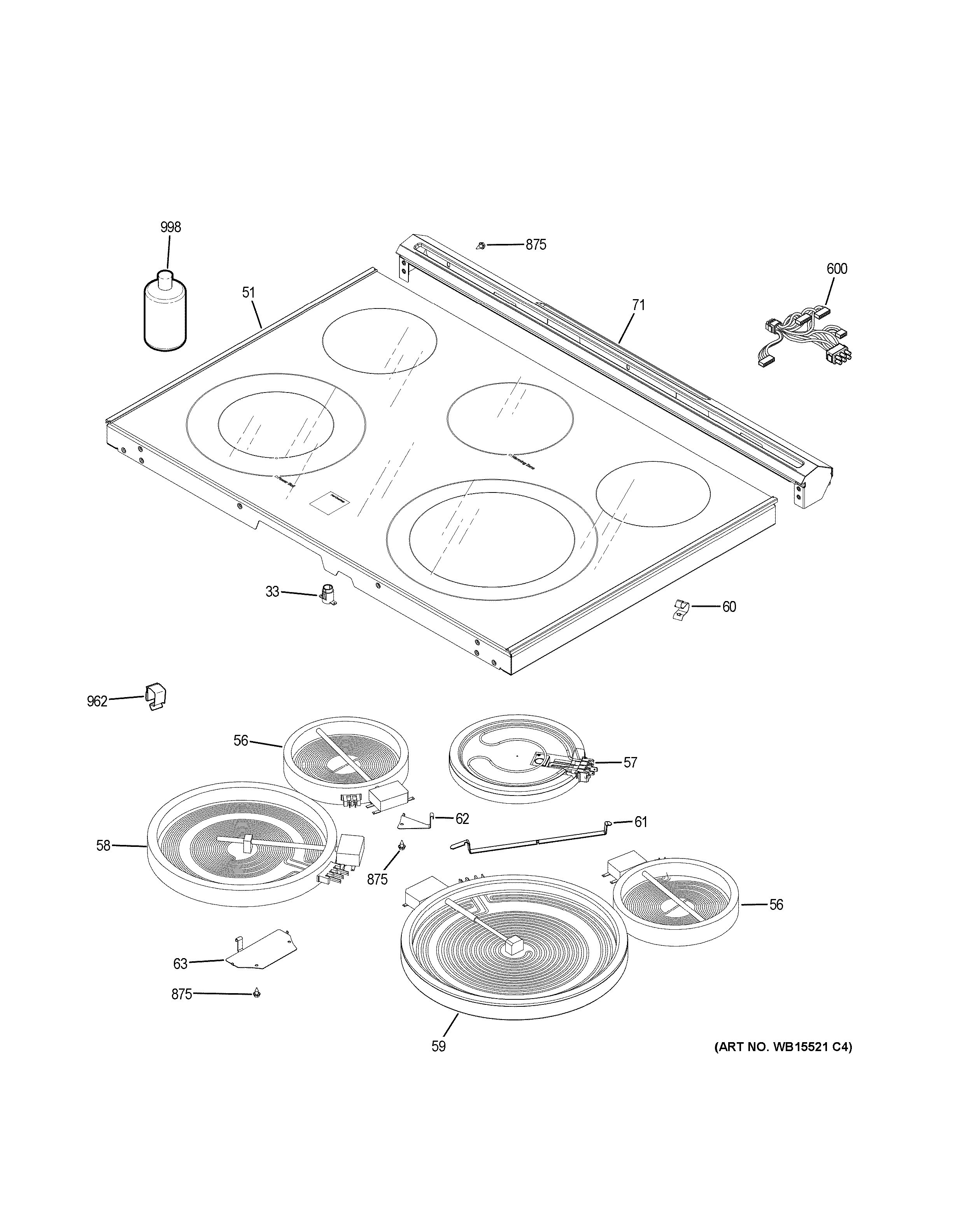 Assembly View for COOKTOP | JS760SL2SS