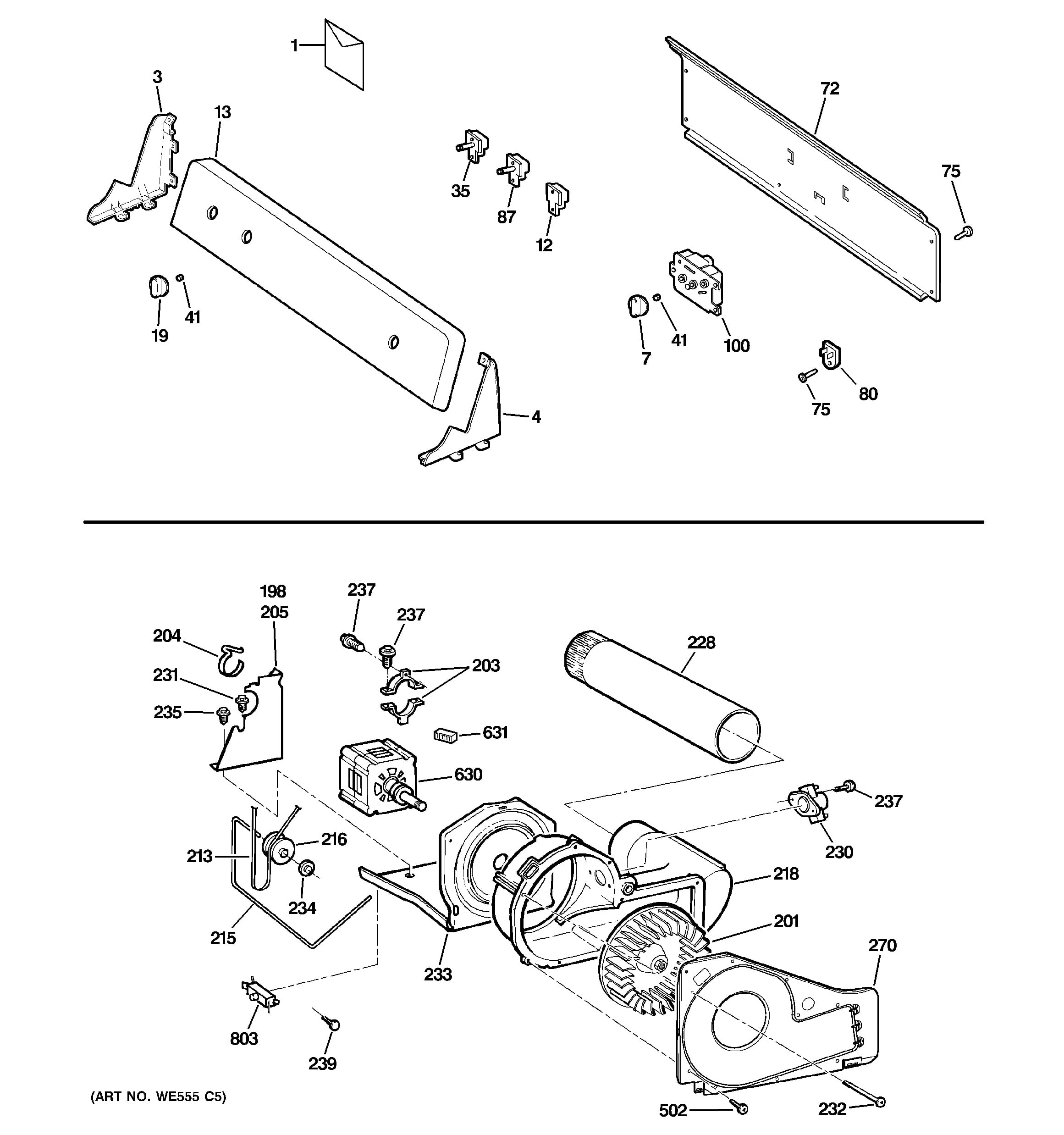 Assembly View for BACKSPLASH, BLOWER & MOTOR ASSEMBLY | DBXR463EG7WW