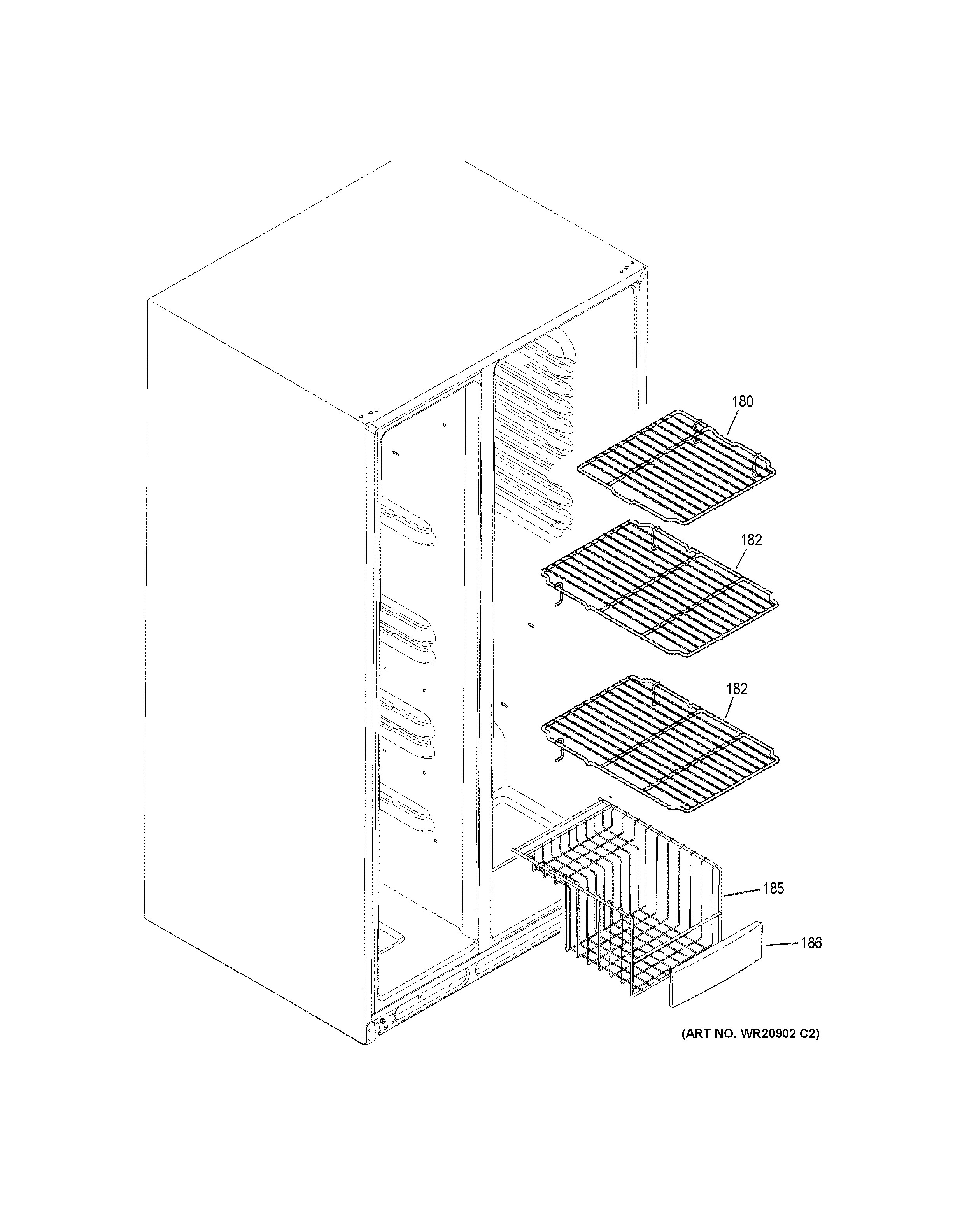 Assembly View for FREEZER SHELVES | GSS25GSHHCSS