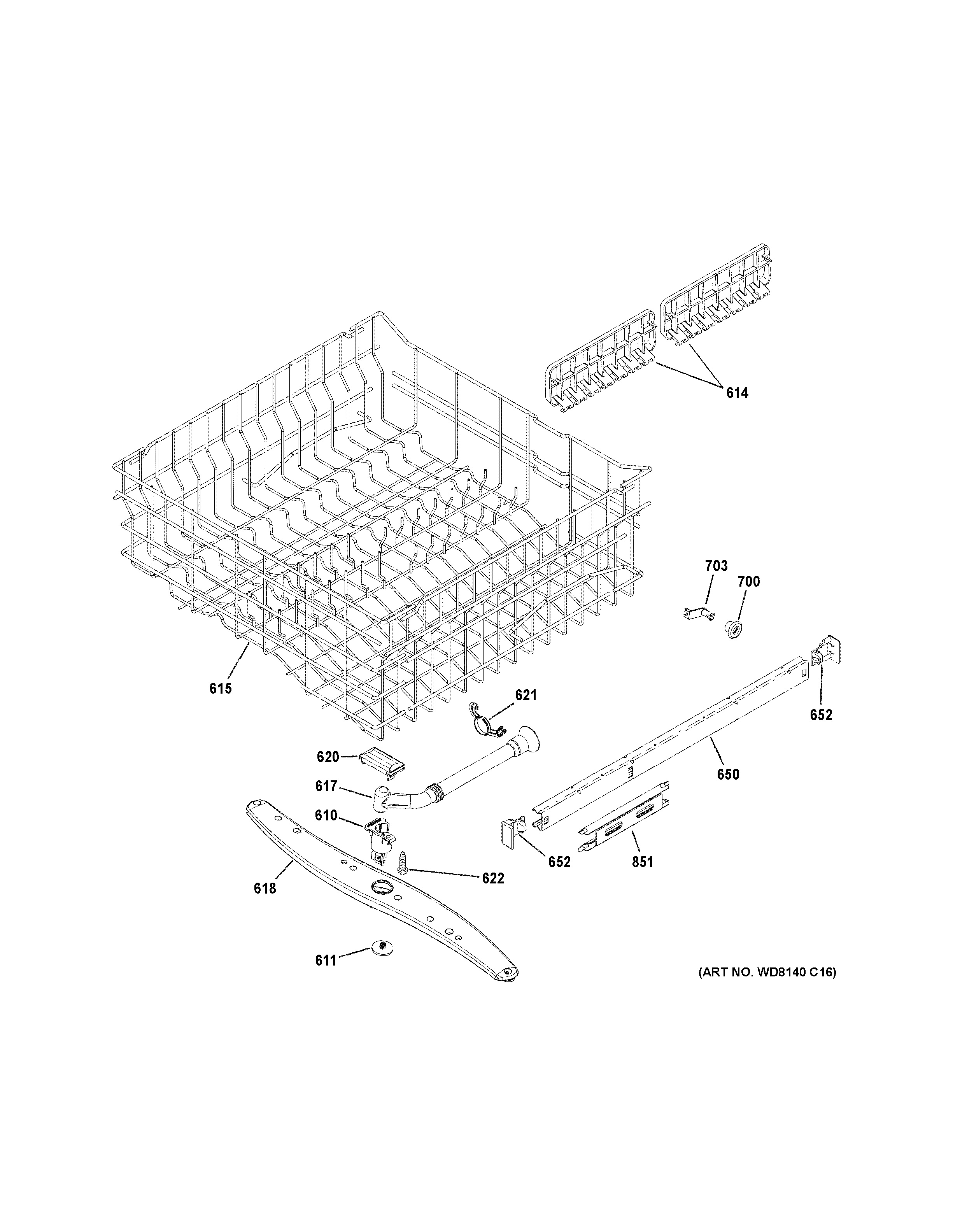 Assembly View for UPPER RACK ASSEMBLY | GDWF100R30BB
